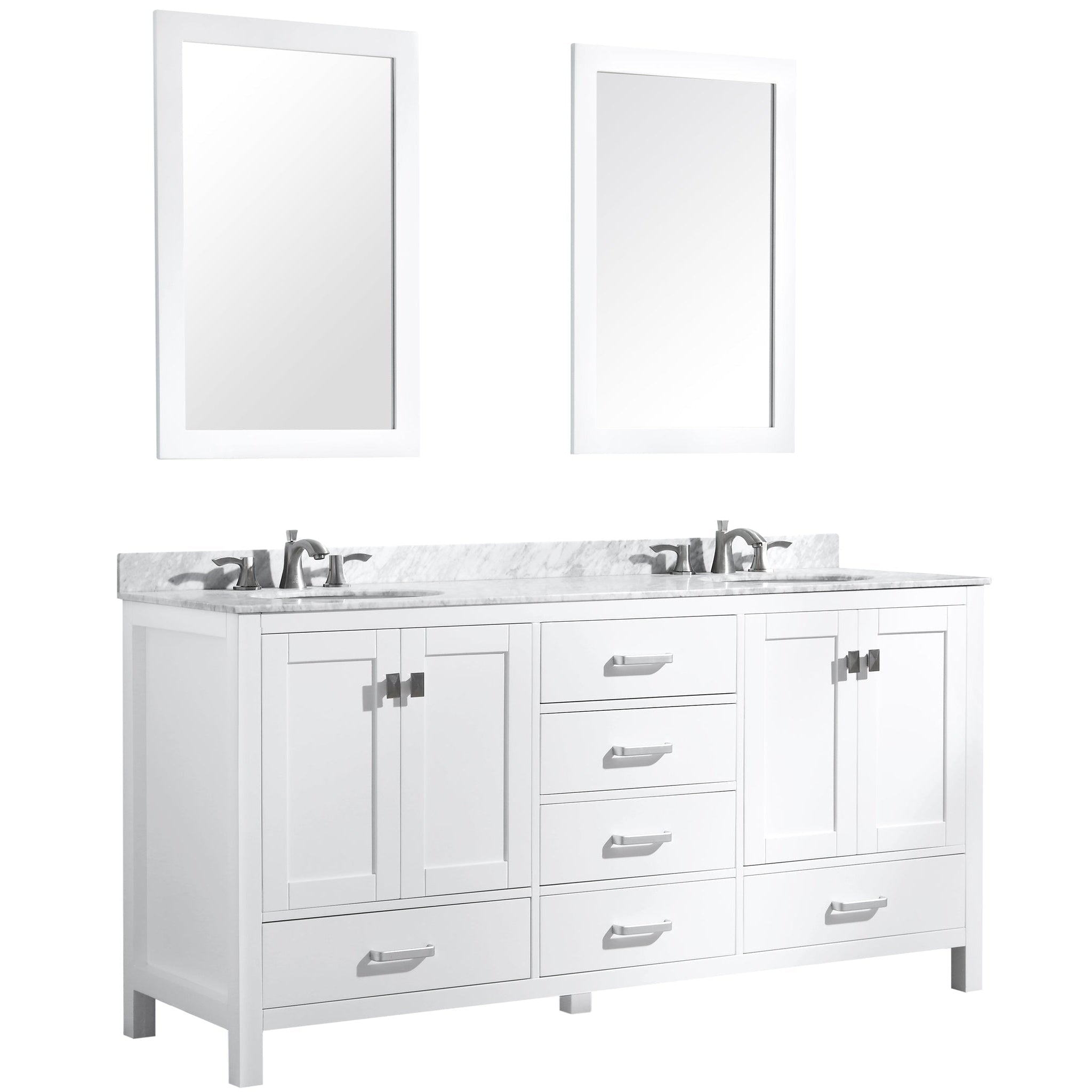 ANZZI Chateau Series 72" x 36" Rich White Solid Wood Bathroom Vanity W ...