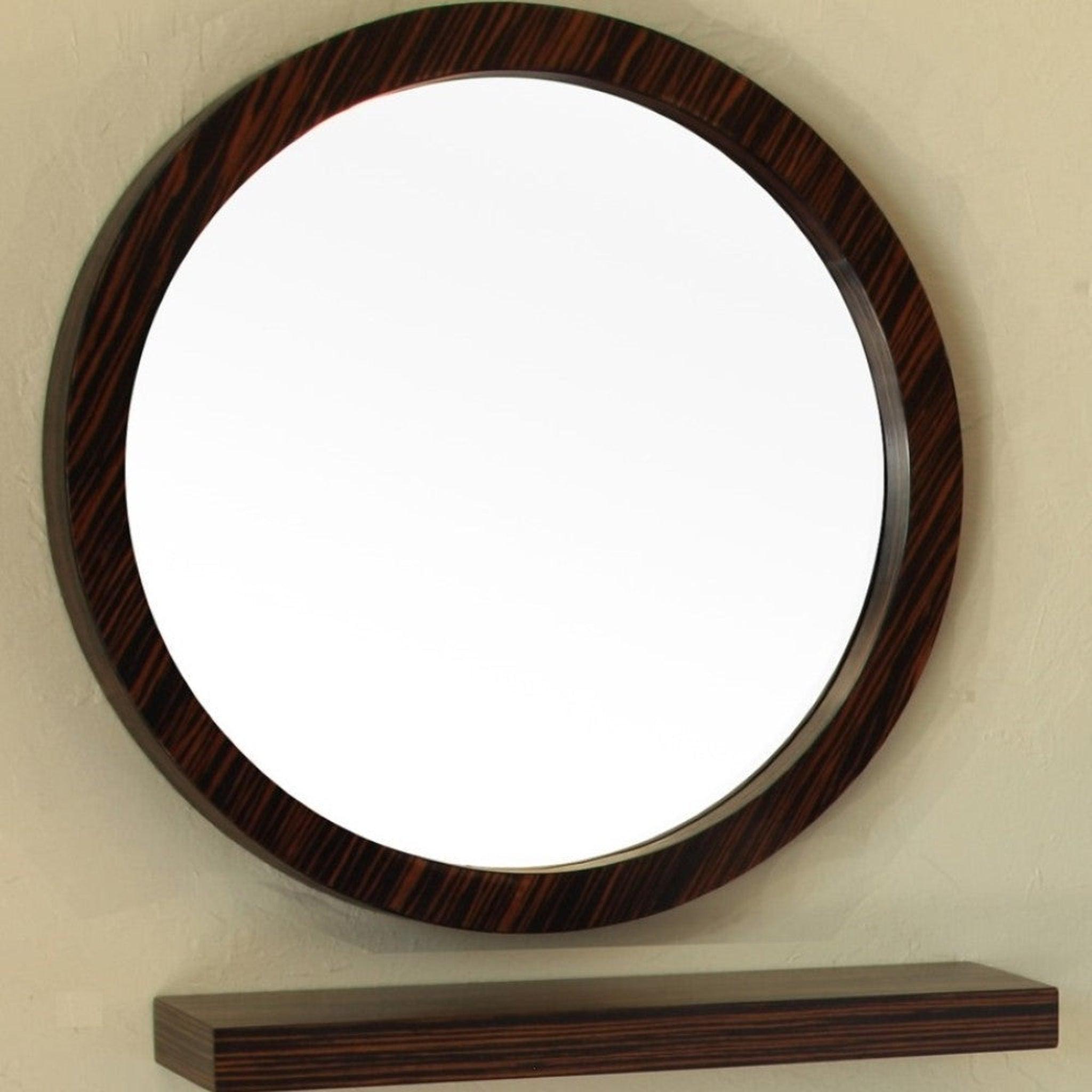 Bellaterra Home 22" Ebony Zebra Round Wall-Mounted Solid Wood Framed M ...