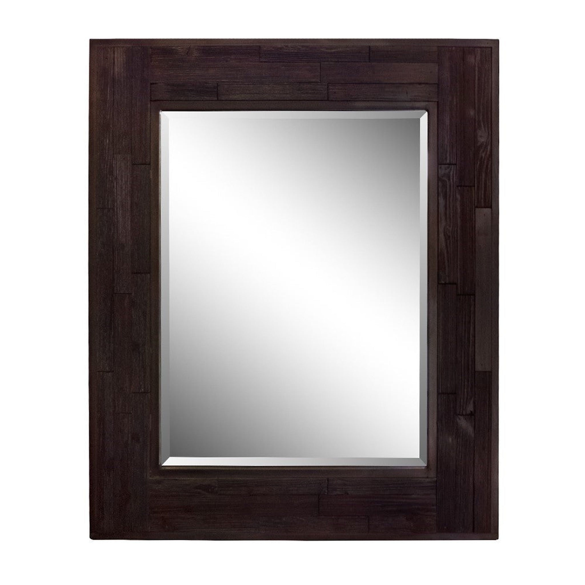 Bellaterra Home 29" x 35" Dark Brown Rectangle Wall-Mounted Solid Wood ...