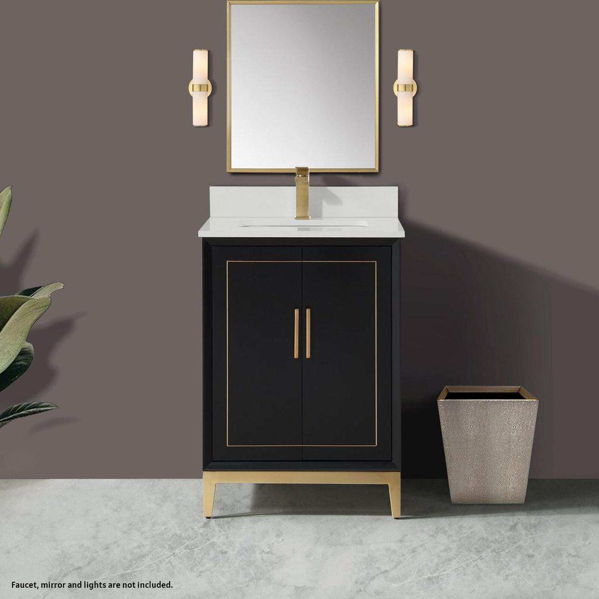 Bemma Design Gracie 24" Midnight Black Solid Wood Freestanding Bathroo ...