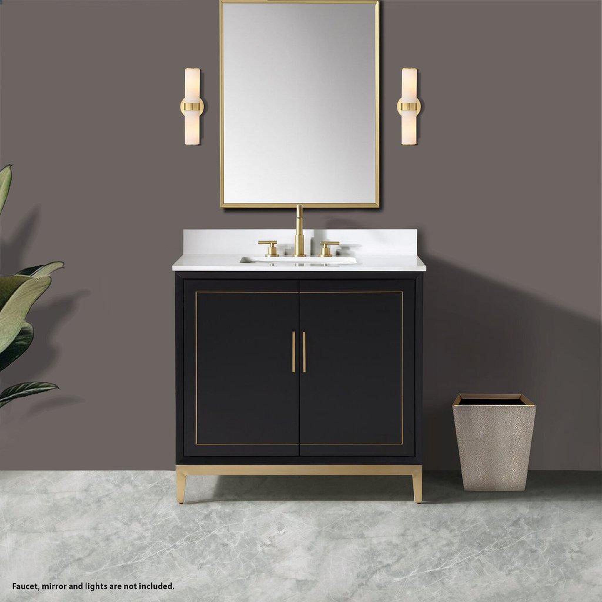 Bemma Design Gracie 36" Midnight Black Solid Wood Freestanding Bathroo ...