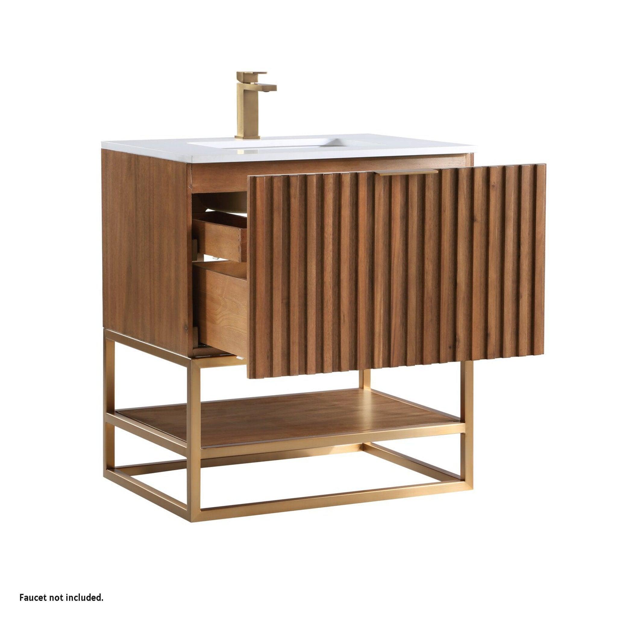 Bemma Design Terra 30" Walnut Solid Wood Freestanding Bathroom Vanity ...