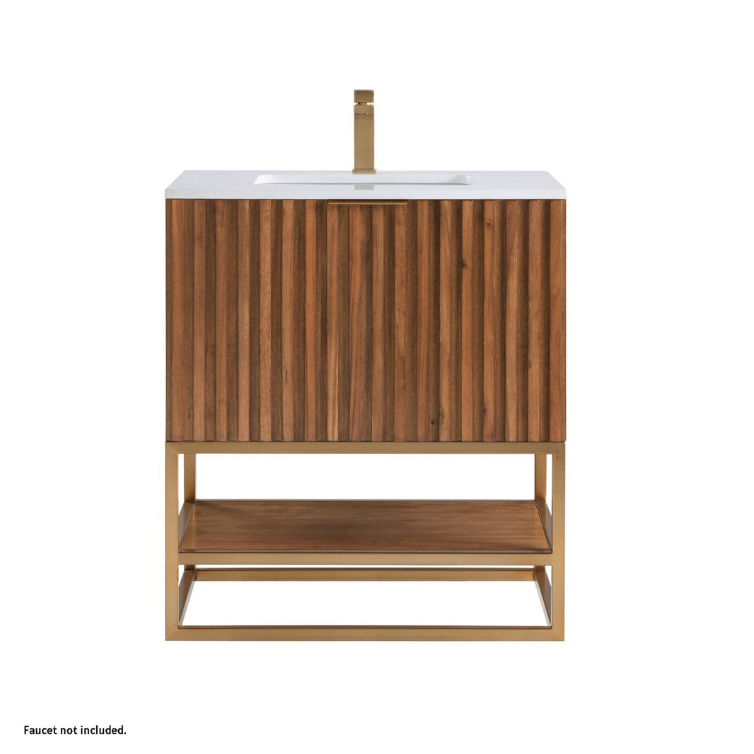 Bemma Design Terra 30" Walnut Solid Wood Freestanding Bathroom Vanity ...