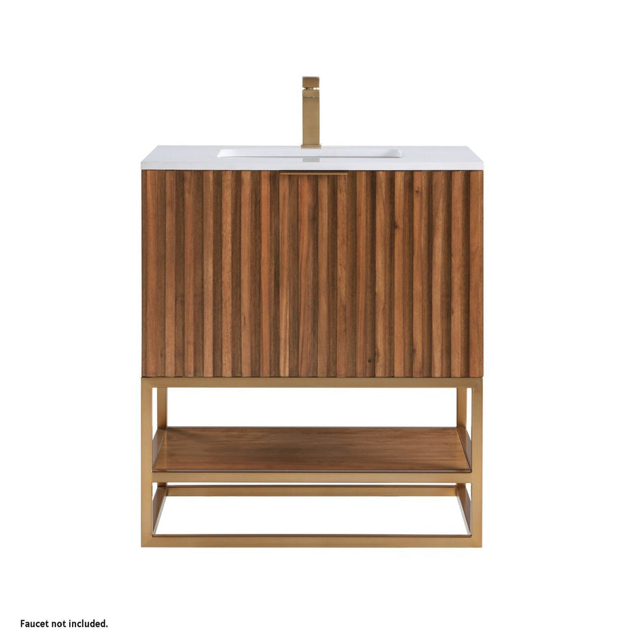 Bemma Design Terra 30" Walnut Solid Wood Freestanding Bathroom Vanity ...