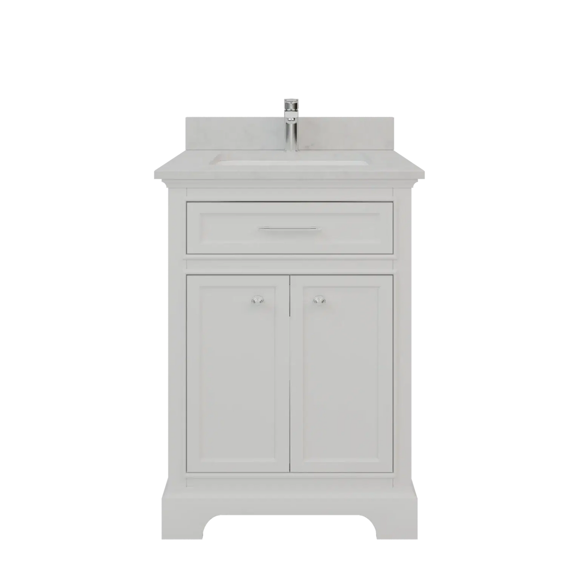 Bienal Talia 24" White 1-Drawer 2-Door Vanity With Sivec Marble Counte ...