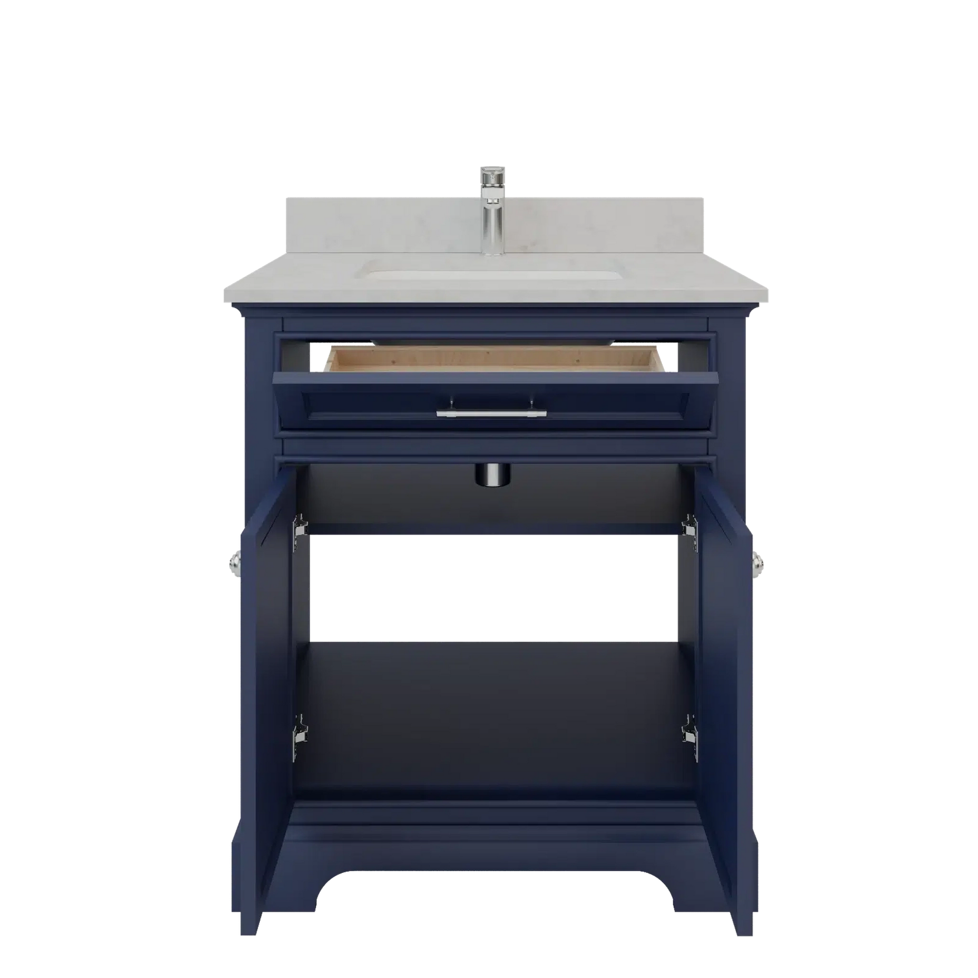 Bienal Talia 30" Navy Blue 1-Drawer 2-Door Vanity With Sivec Marble Co ...