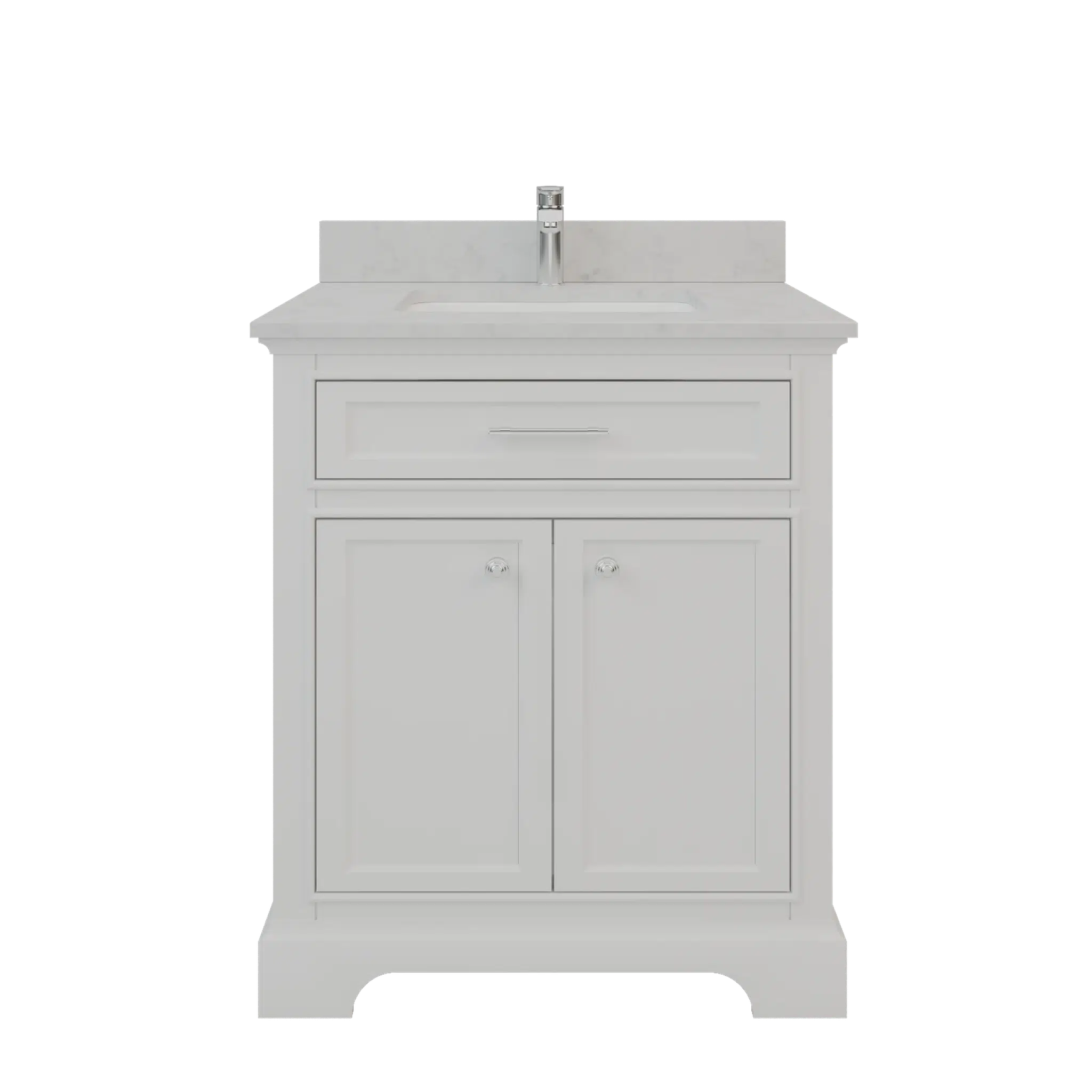 Bienal Talia 30" White 1-Drawer 2-Door Vanity With Sivec Marble Counte ...