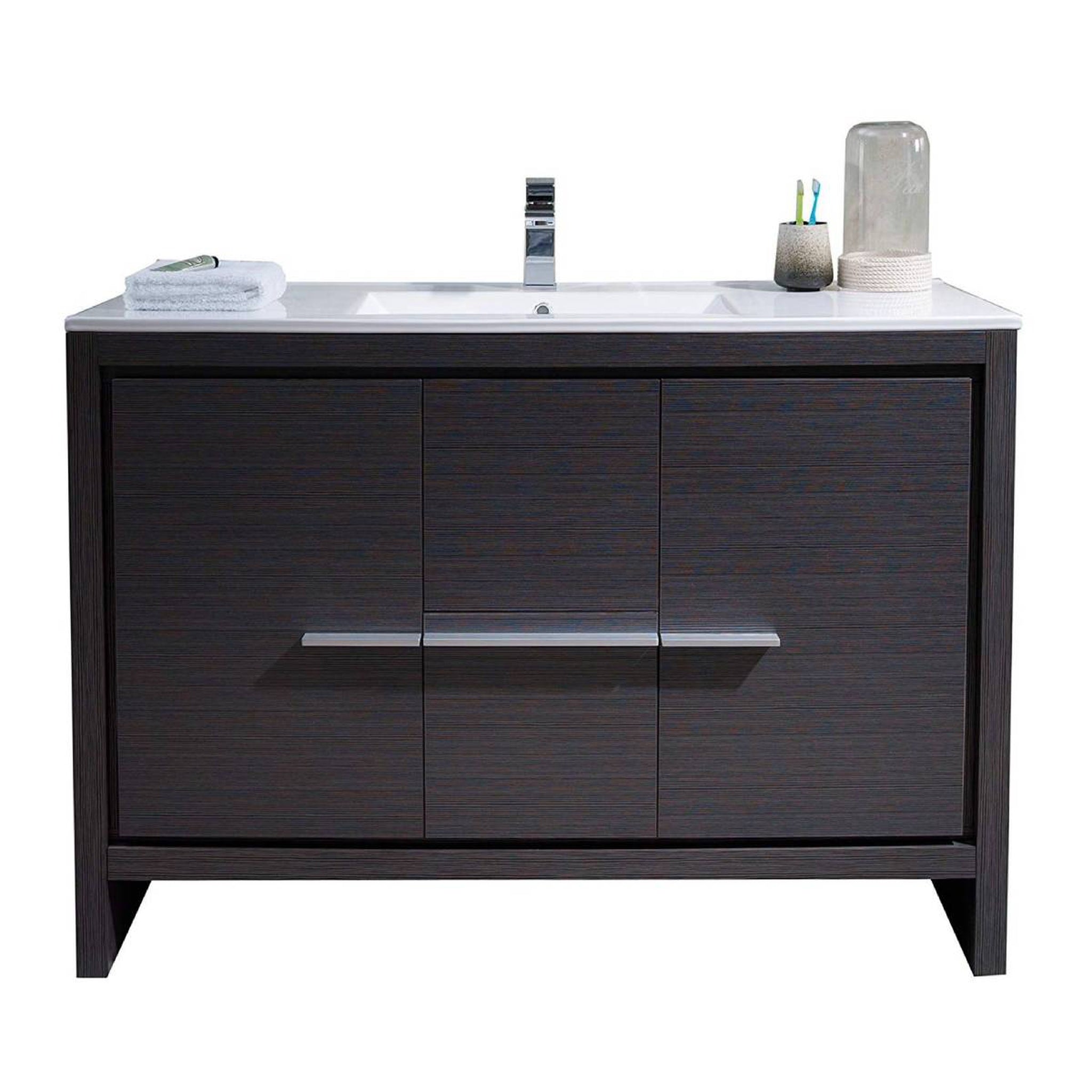 Blossom Milan 48" 2-Door 2-Drawer Silver Gray Freestanding Vanity With ...