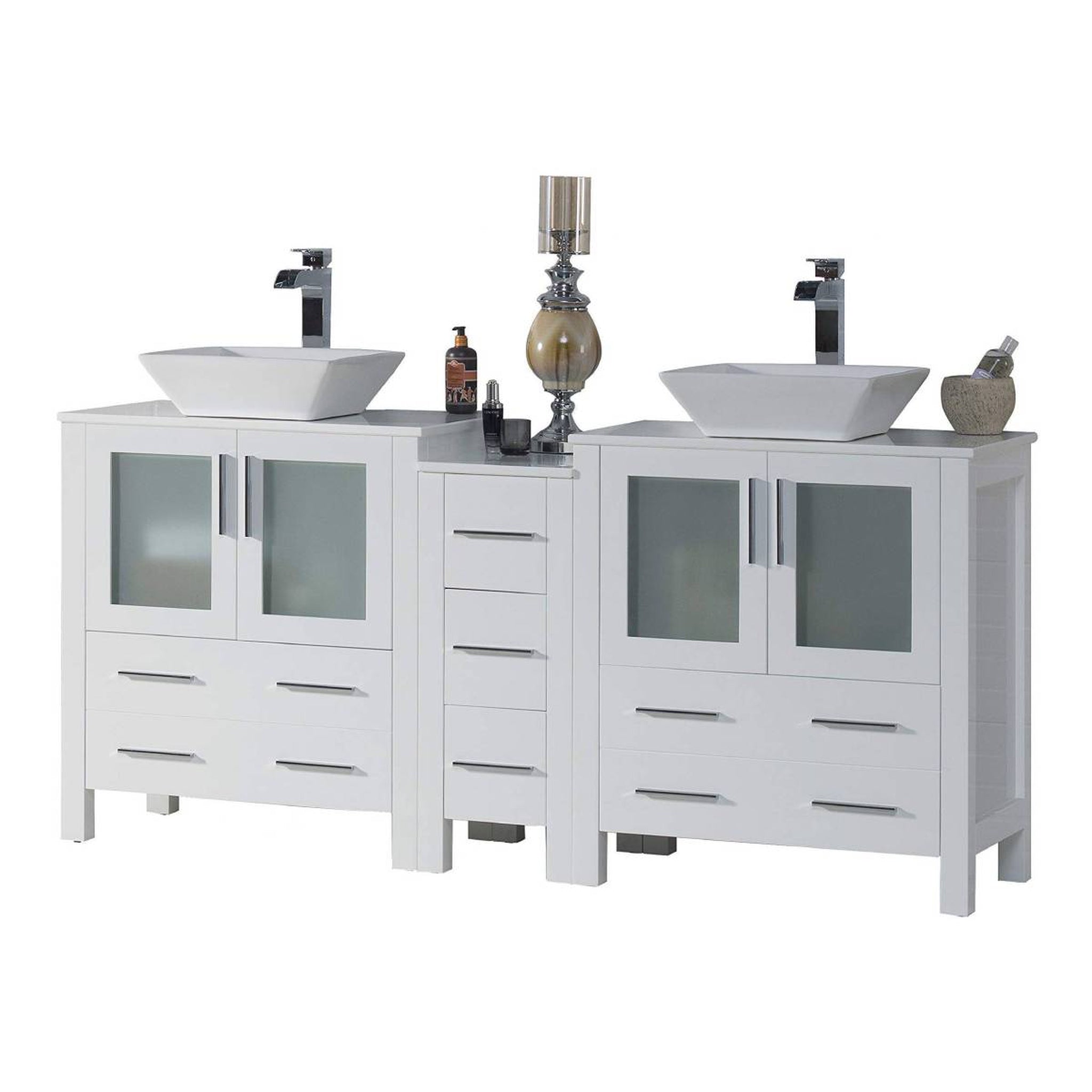 Blossom Sydney 72 White Freestanding Vanity Set With Ceramic Vessel Si ...