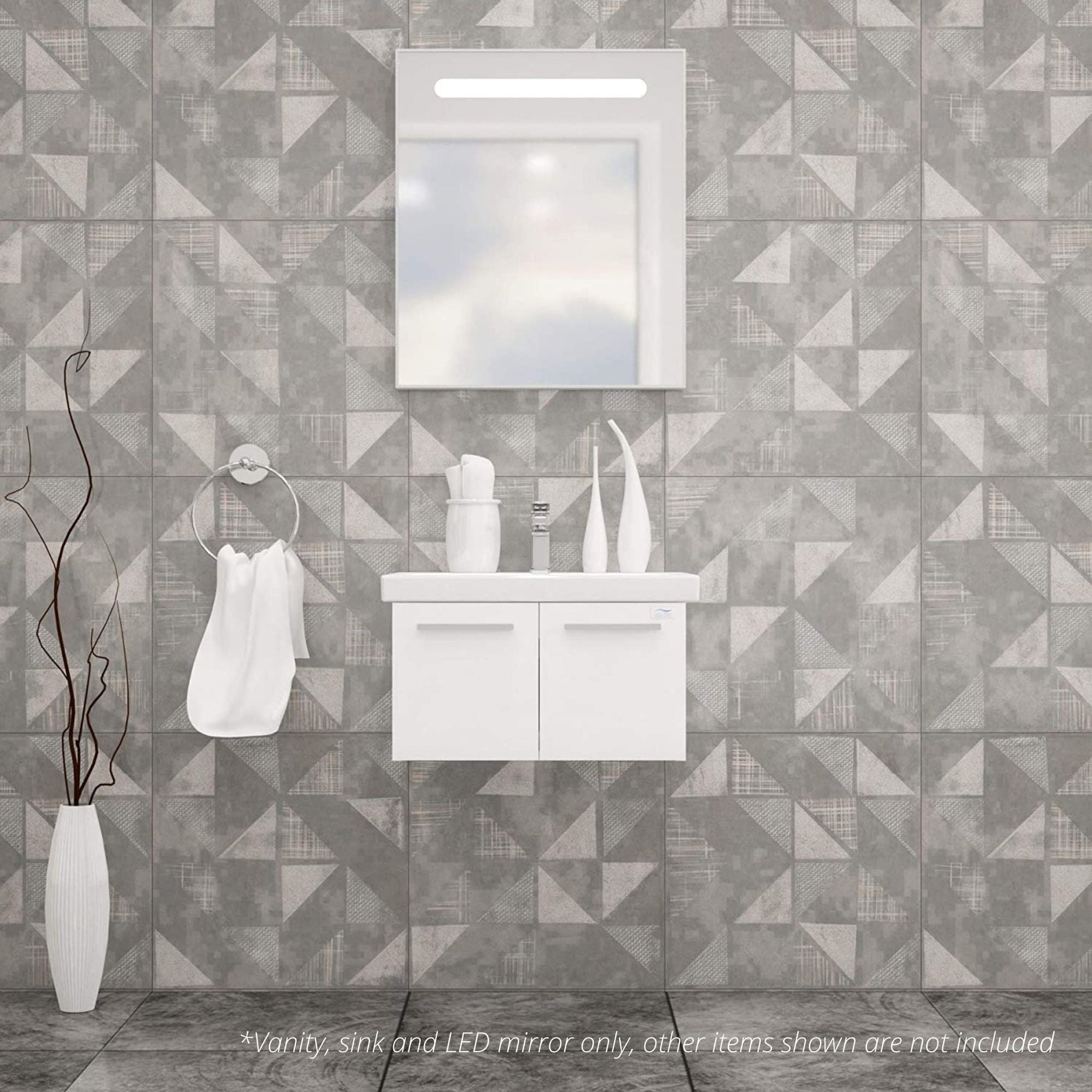 Casa Mare Aspe 32" Glossy White Wall-Mounted Bathroom Vanity and Ceram ...