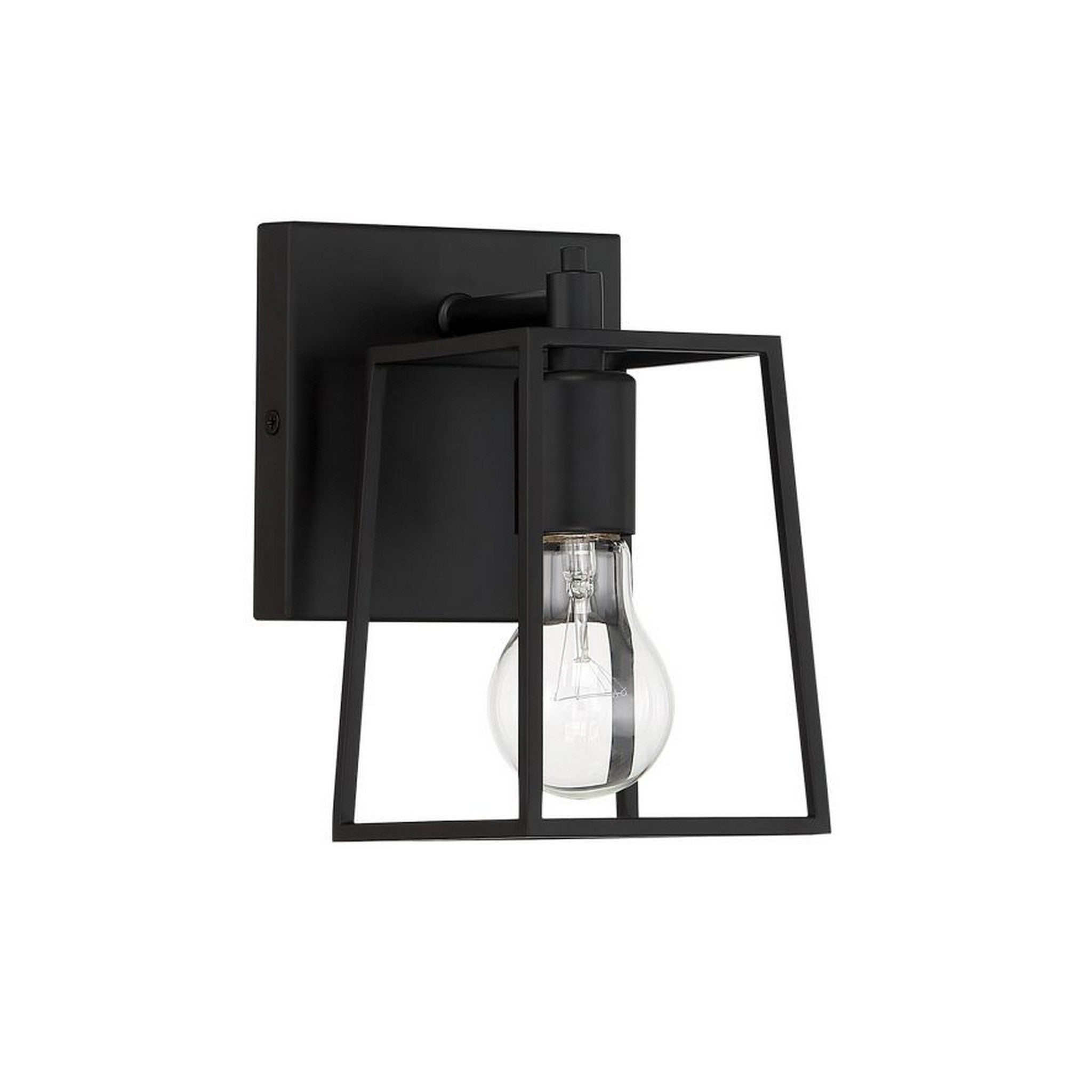 Craftmade Dunn 5" x 9" 1-Light Flat Black Wall Sconce With Steel Frame ...