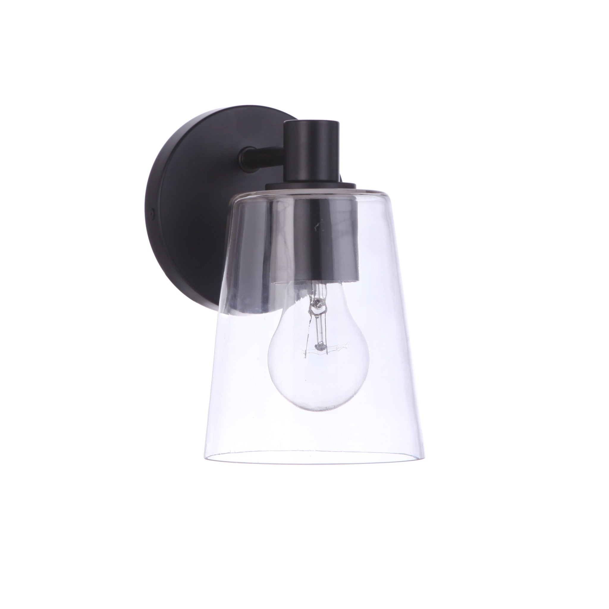Craftmade Emilio 5" x 8" 1-Light Flat Black Wall Sconce With Clear Gla ...