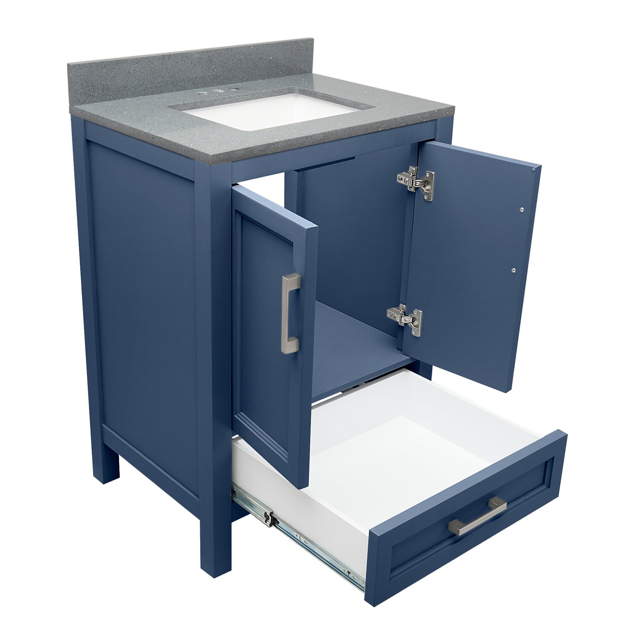 Ella’s Bubbles Nevado 25" Navy Blue Bathroom Vanity With Galaxy Gray Q ...