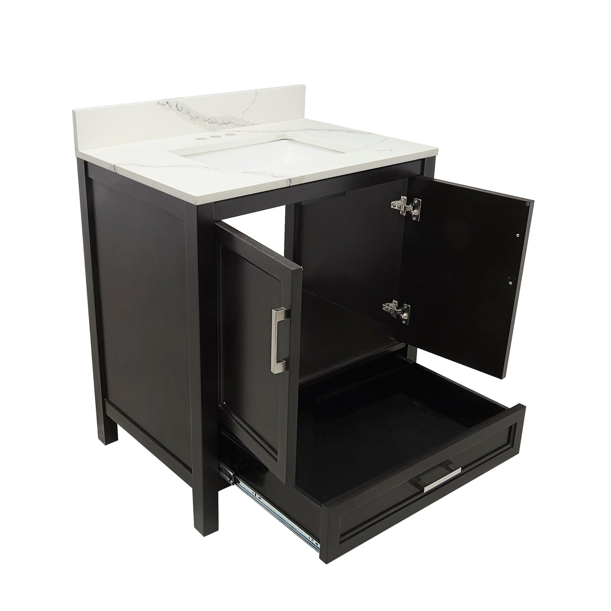 Ella’s Bubbles Nevado 31" Espresso Bathroom Vanity With Calacatta Whit ...