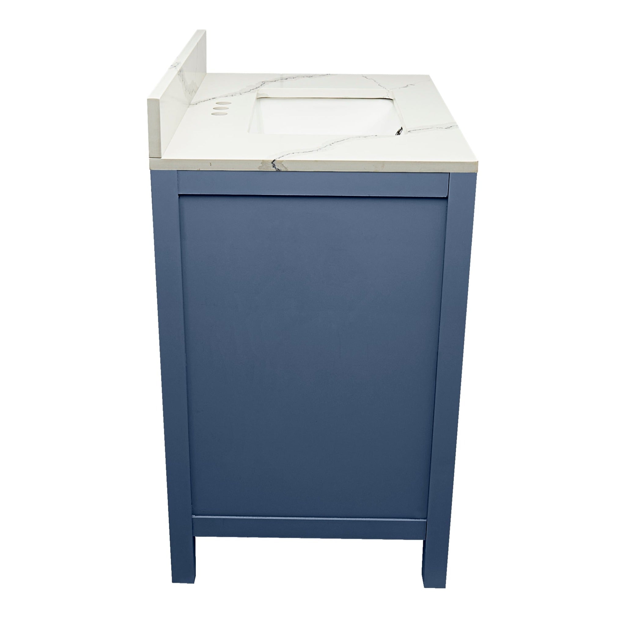 Ella’s Bubbles Nevado 31" Navy Blue Bathroom Vanity With Calacatta Whi ...