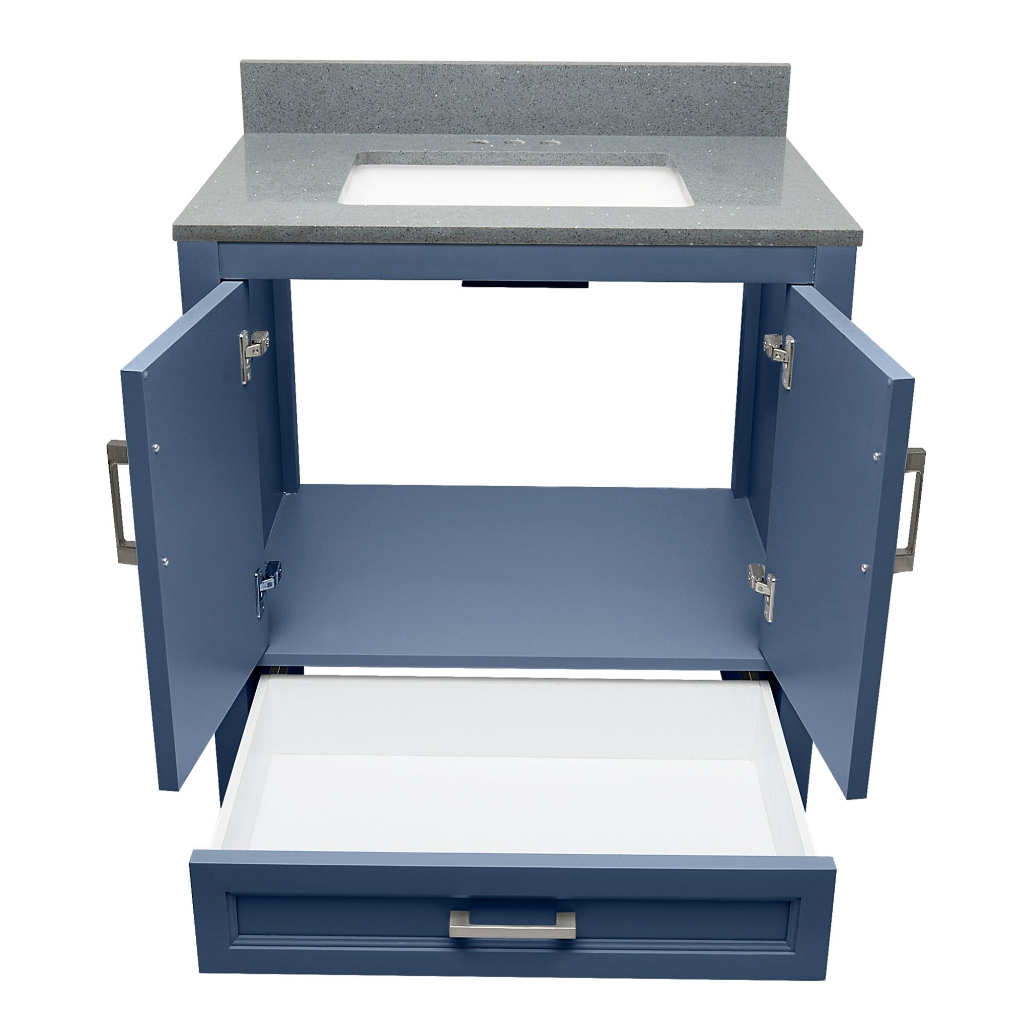 Ella’s Bubbles Nevado 31" Navy Blue Bathroom Vanity With Galaxy Gray Q ...