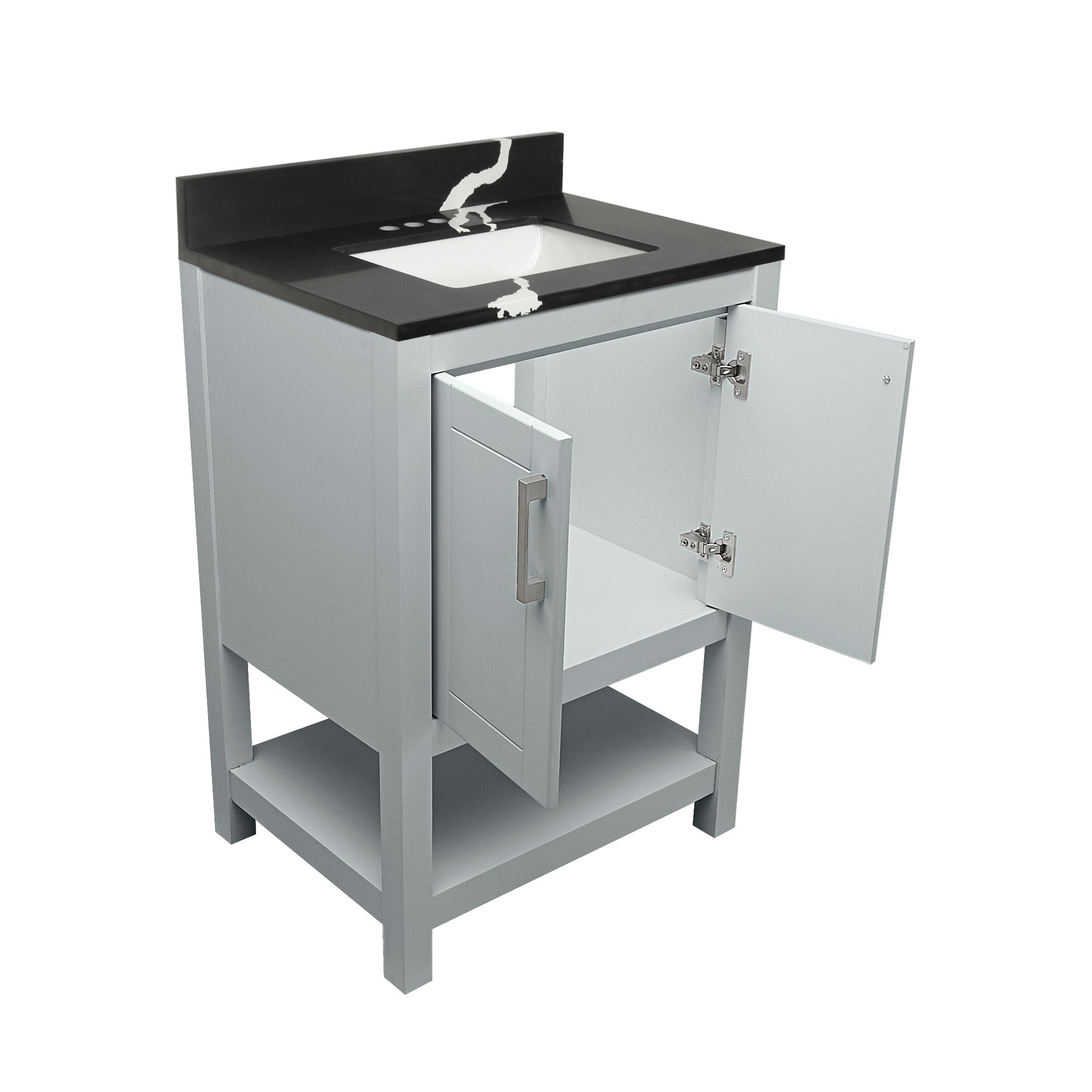 Ella's Bubbles Taos 25" Gray Bathroom Vanity With Calacatta Black Quar ...