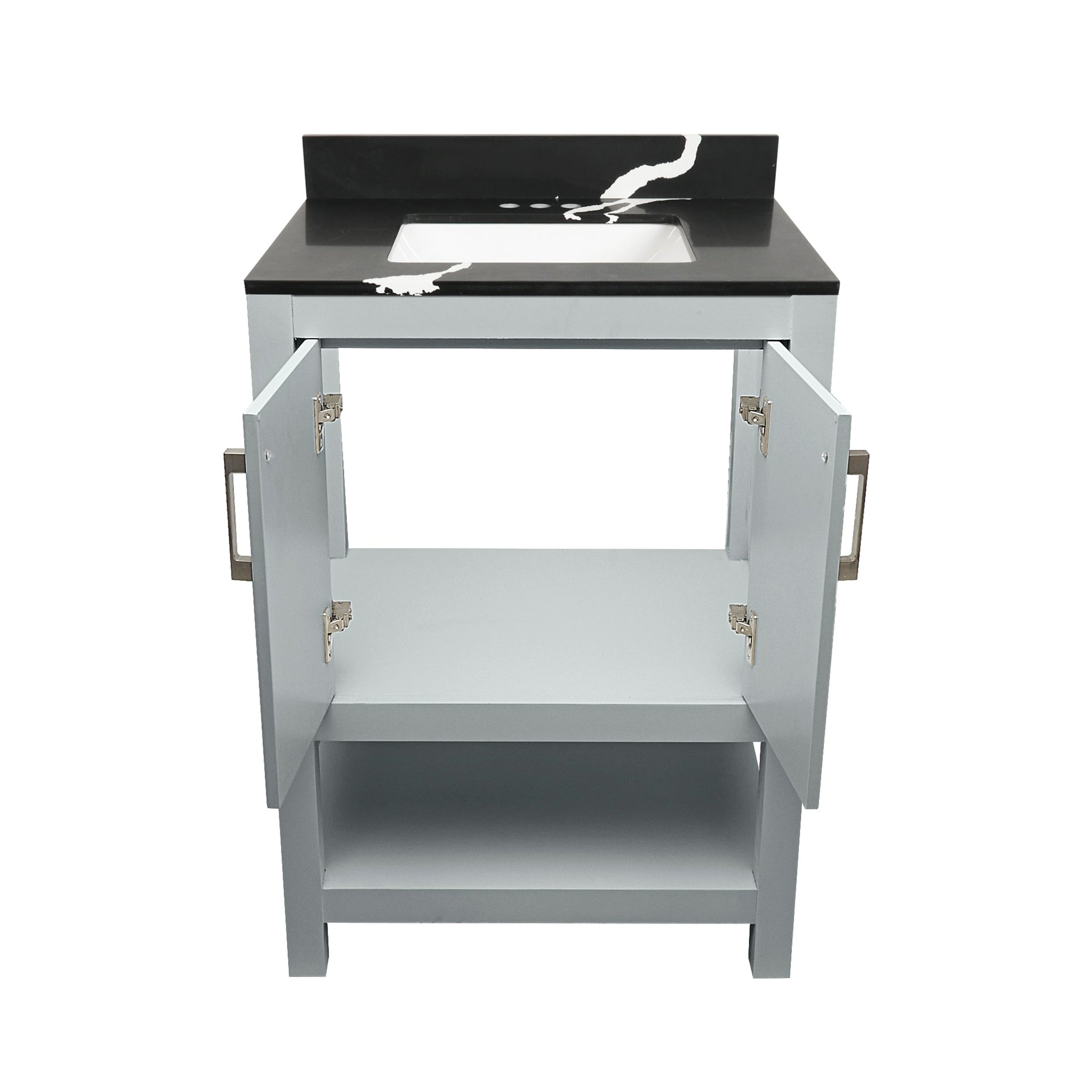 Ella's Bubbles Taos 25" Gray Bathroom Vanity With Calacatta Black Quar ...