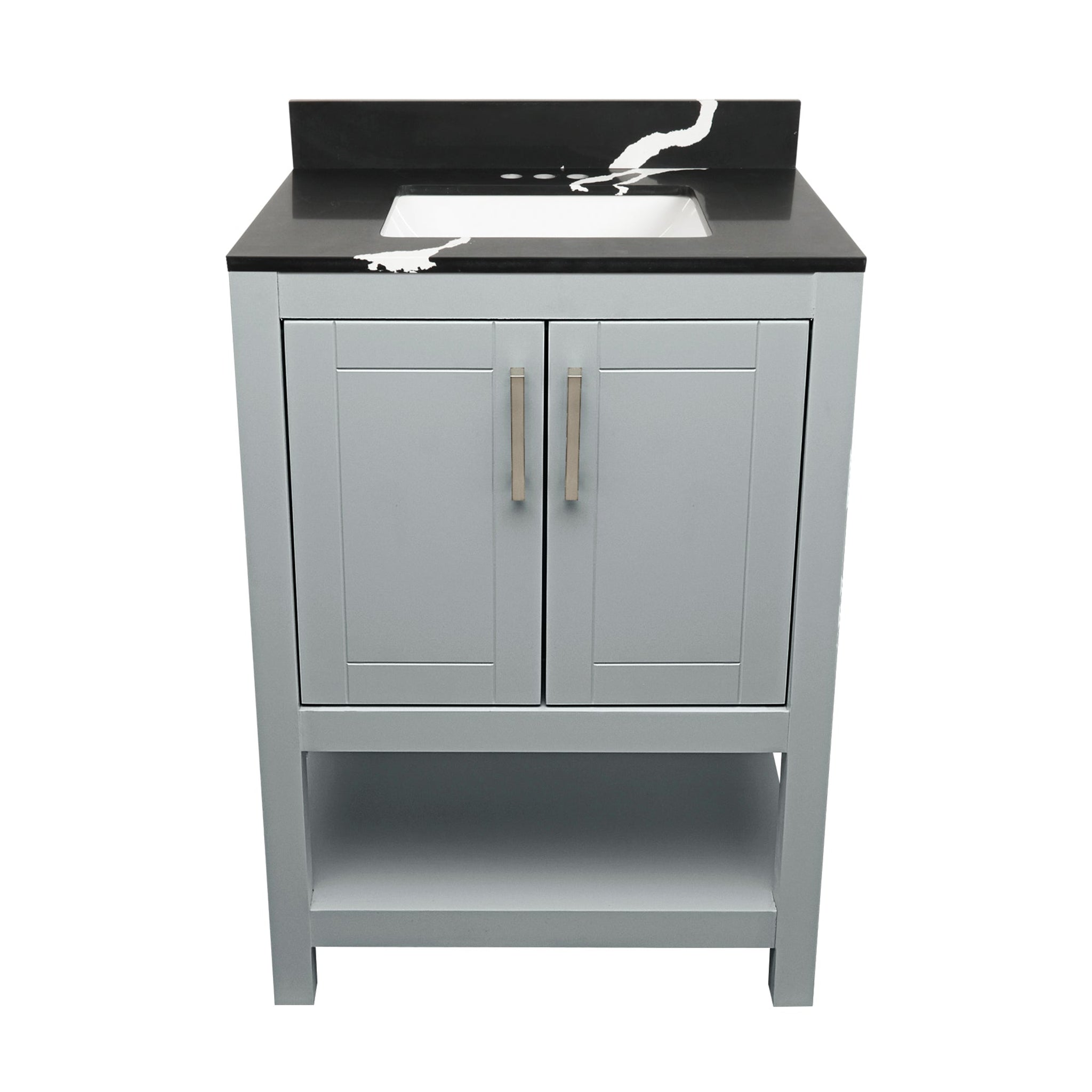 Ella's Bubbles Taos 25" Gray Bathroom Vanity With Calacatta Black Quar ...