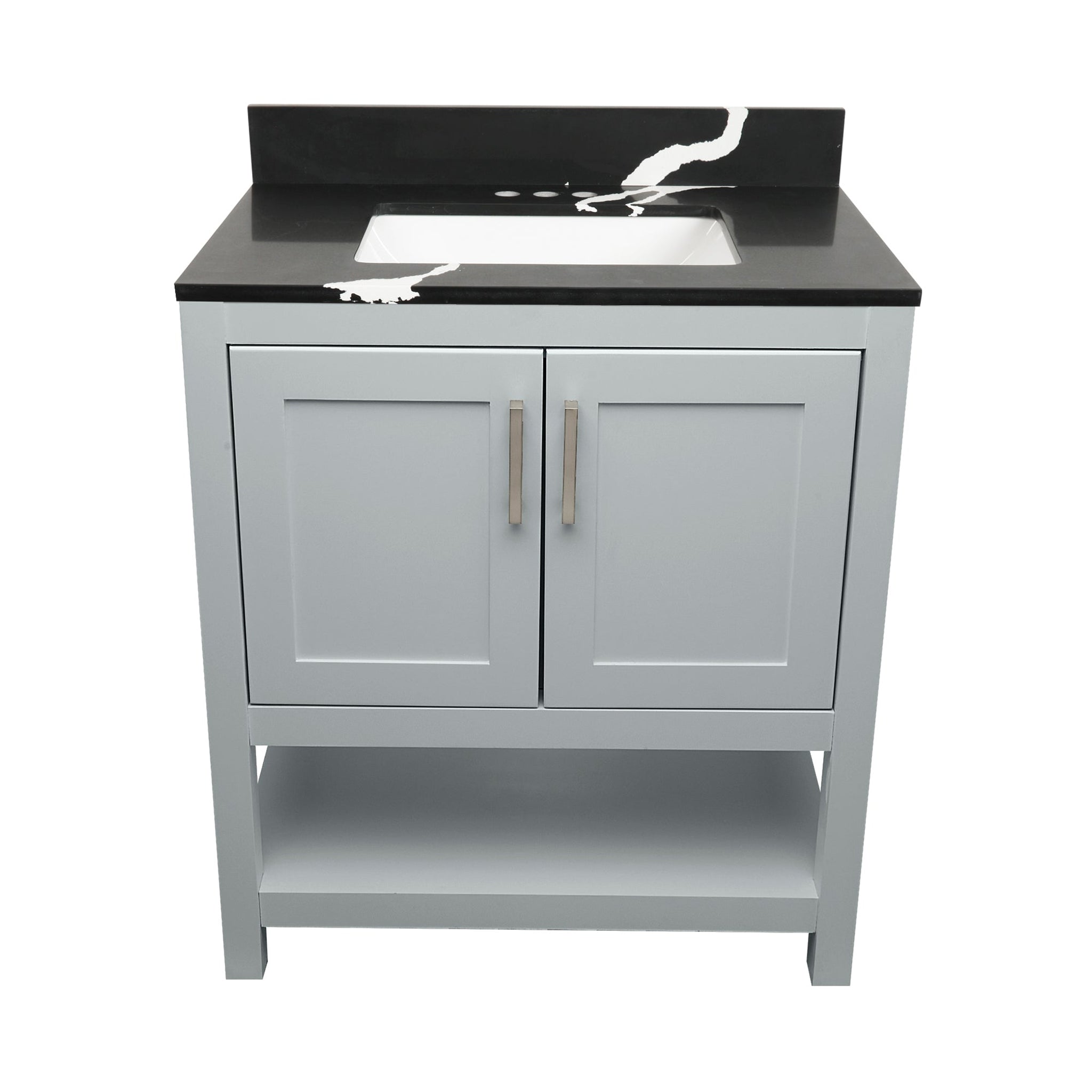 Ella's Bubbles Taos 31" Gray Bathroom Vanity With Calacatta Black Quar ...