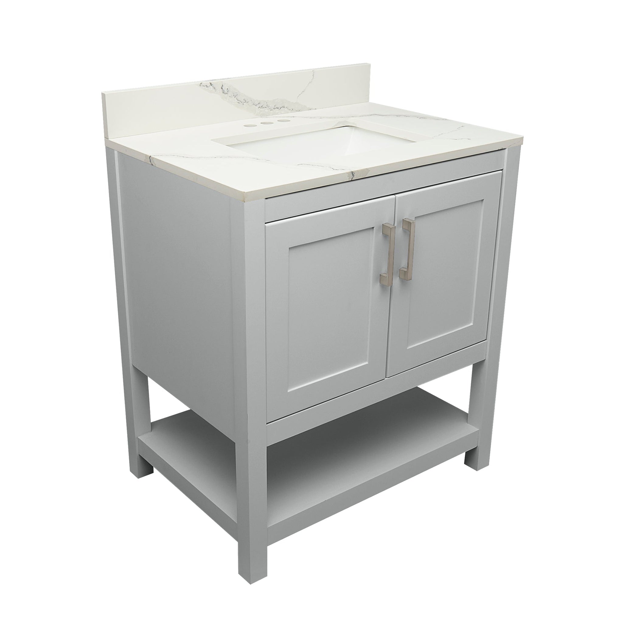 Ella's Bubbles Taos 31" Gray Bathroom Vanity With Calacatta White Quar ...