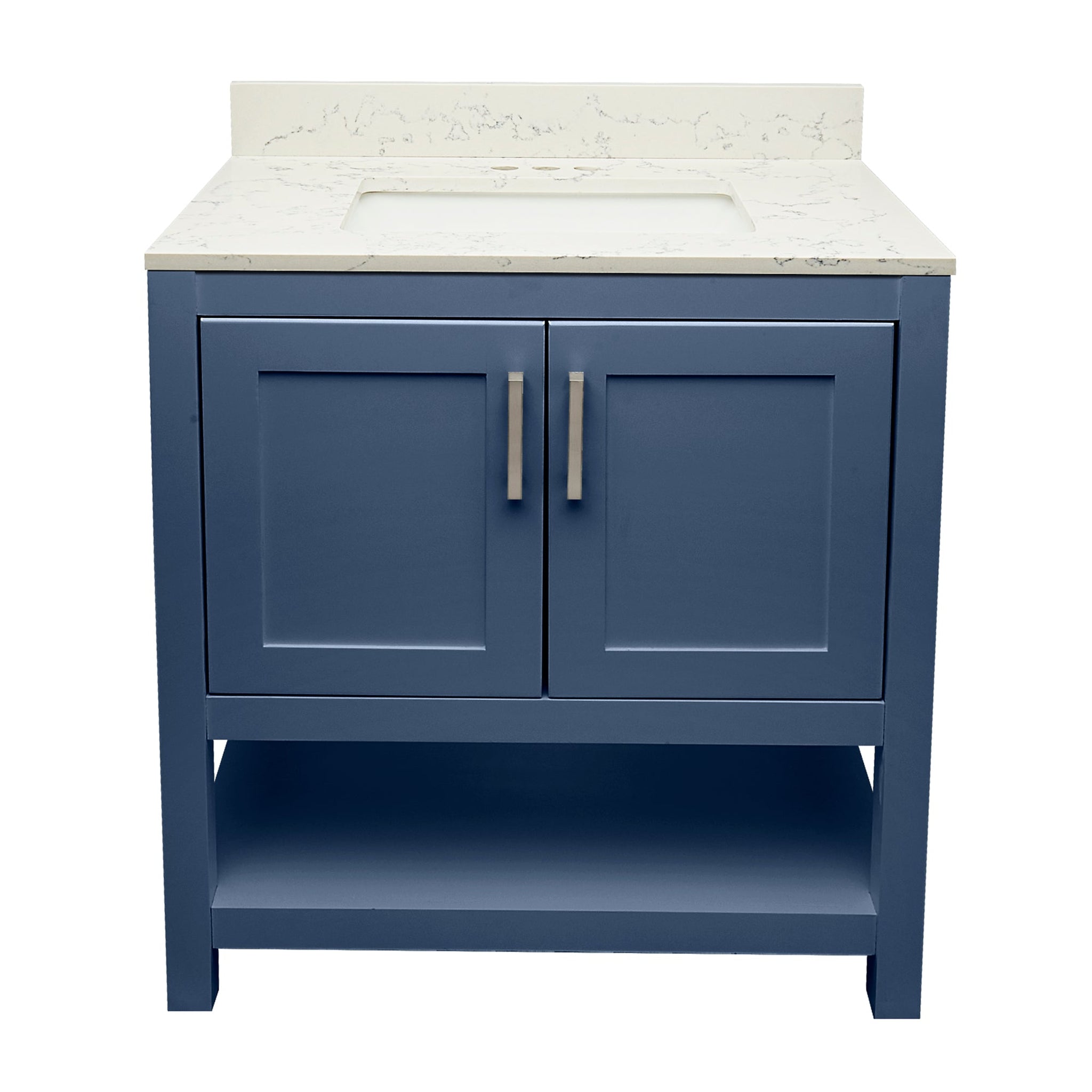 Ella's Bubbles Taos 31" Navy Blue Bathroom Vanity With Lyra White Quar ...