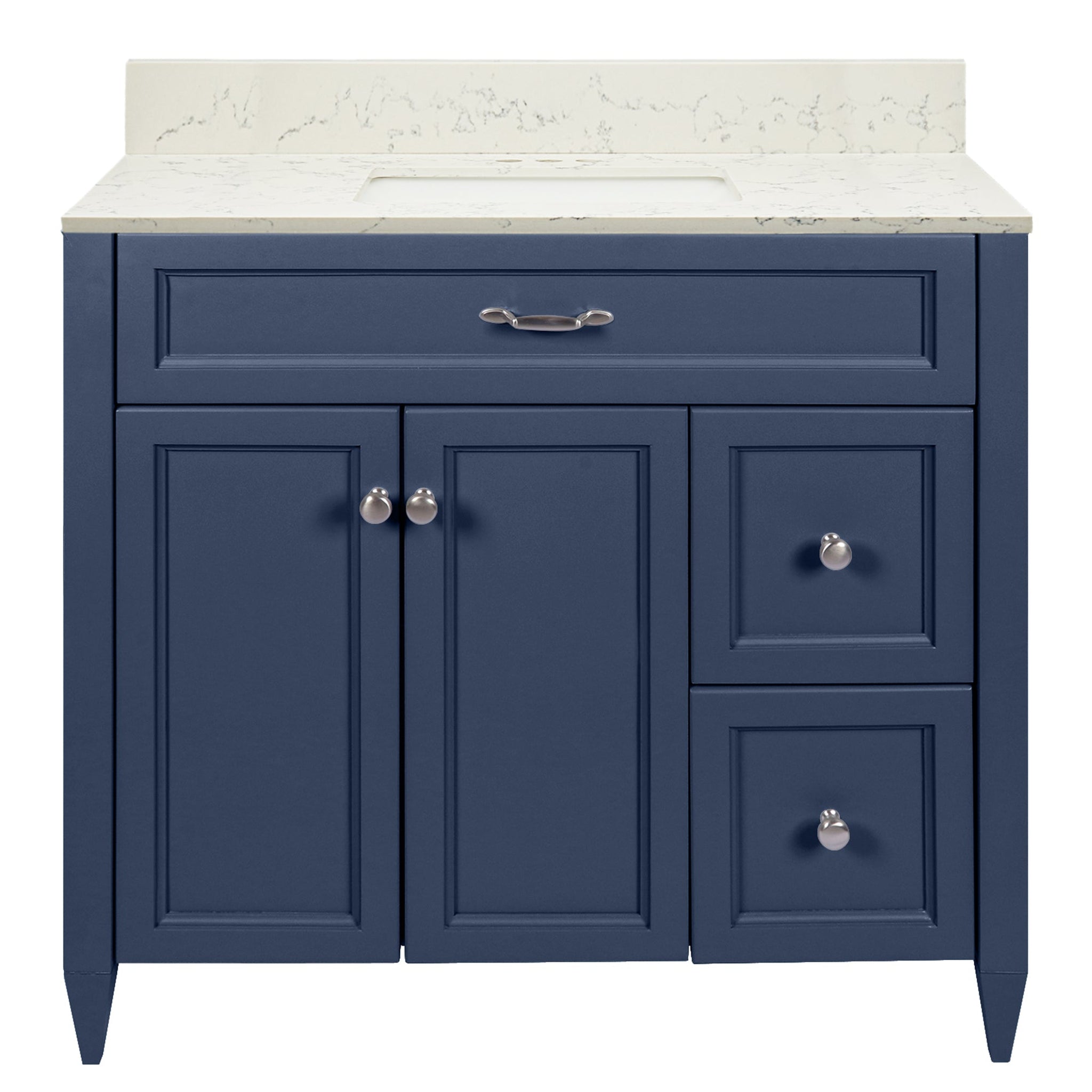 Ella’s Bubbles Vail 37" Navy Blue Bathroom Vanity With Lyra White Quar ...