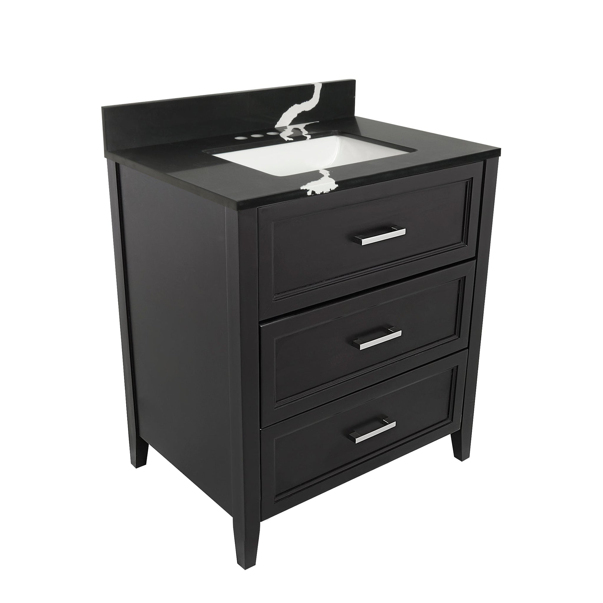 Ella's Bubbles Zermatt 31" Espresso Bathroom Vanity With Calacatta Bla ...