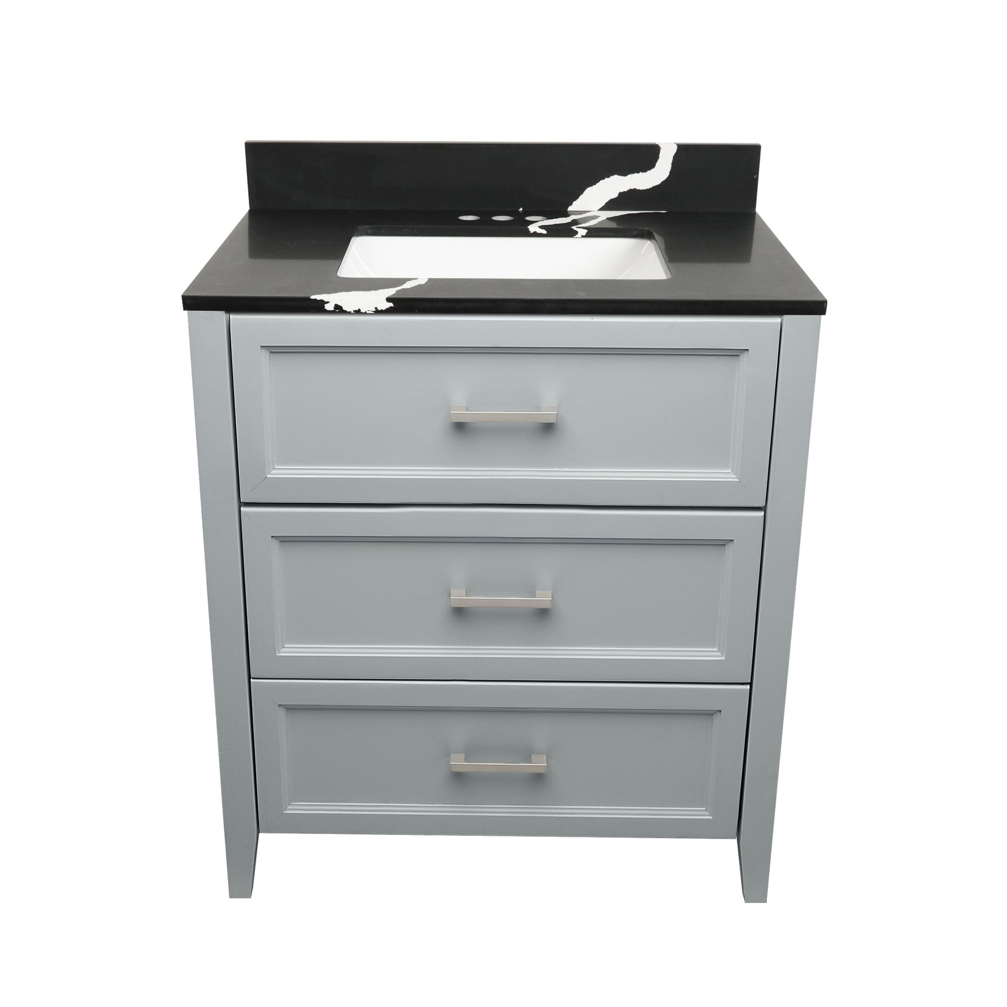 Ella's Bubbles Zermatt 31" Gray Bathroom Vanity With Calacatta Black Q ...