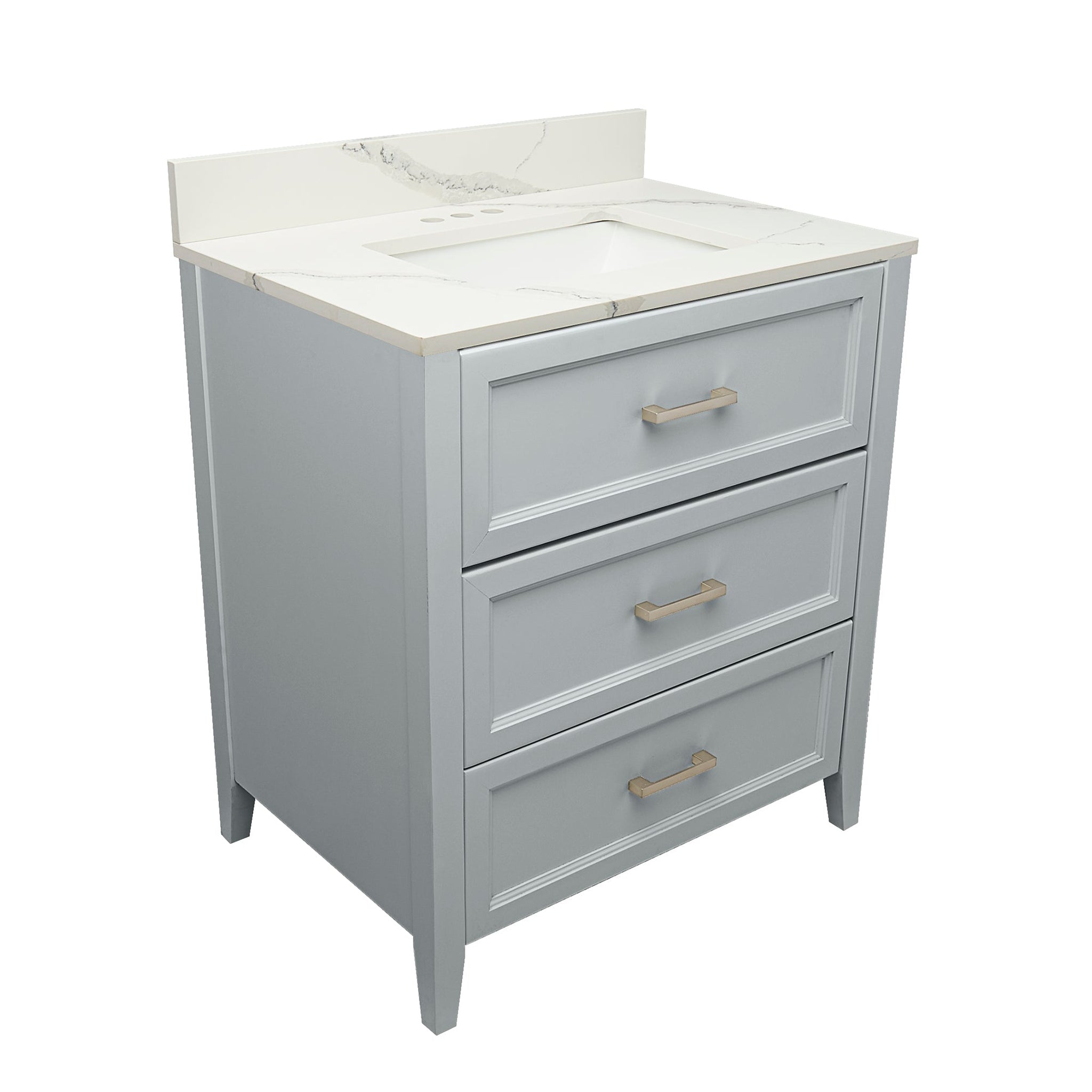 Ella's Bubbles Zermatt 31" Gray Bathroom Vanity With Calacatta White Q ...