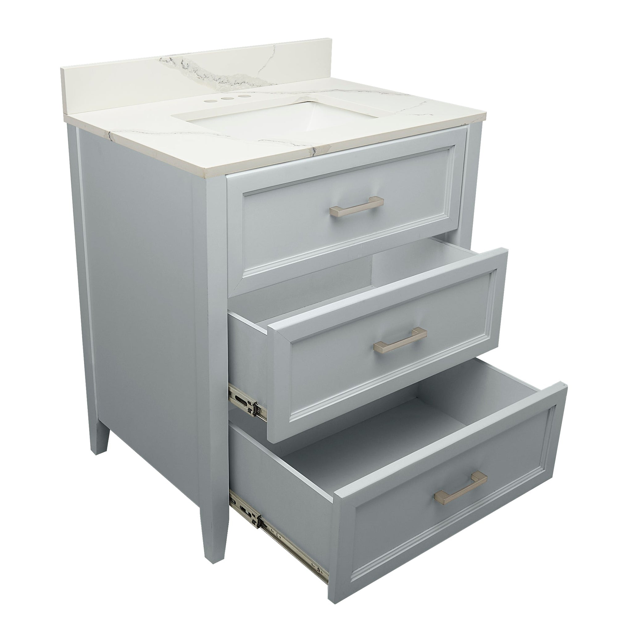 Ella's Bubbles Zermatt 31" Gray Bathroom Vanity With Calacatta White Q ...