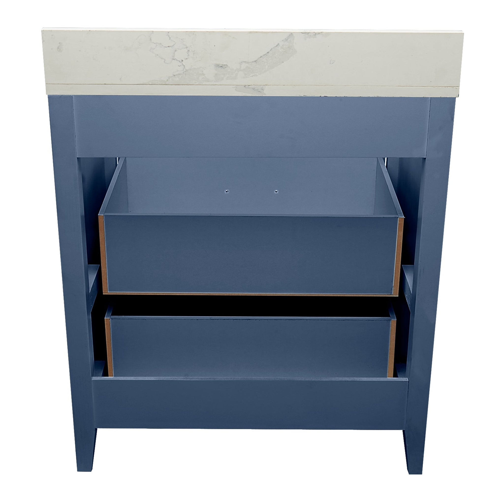 Ella's Bubbles Zermatt 31" Navy Blue Bathroom Vanity With Calacatta Wh ...