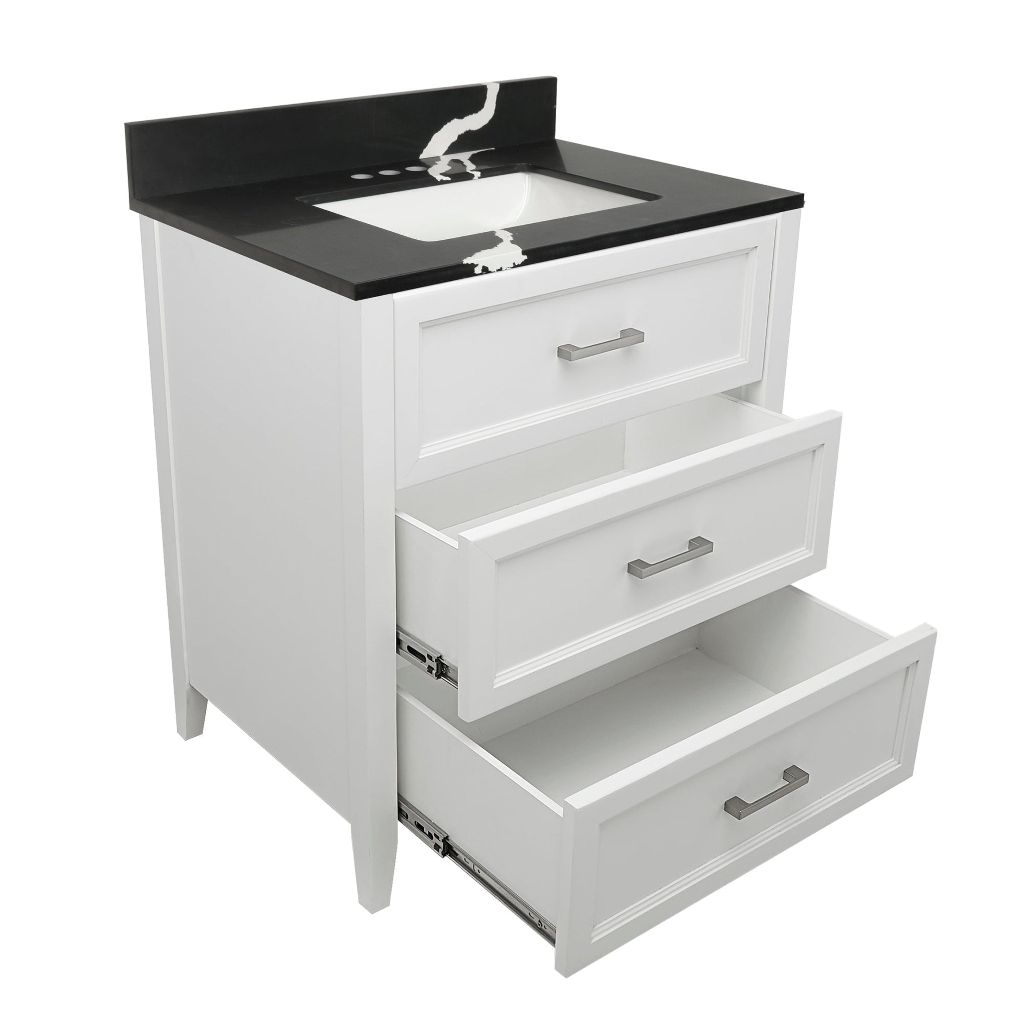 Ella's Bubbles Zermatt 31" White Bathroom Vanity With Calacatta Black ...