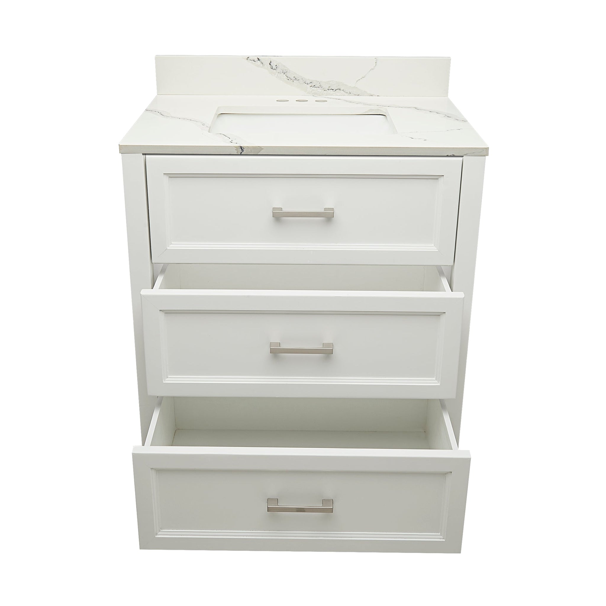Ella's Bubbles Zermatt 31" White Bathroom Vanity With Calacatta White ...