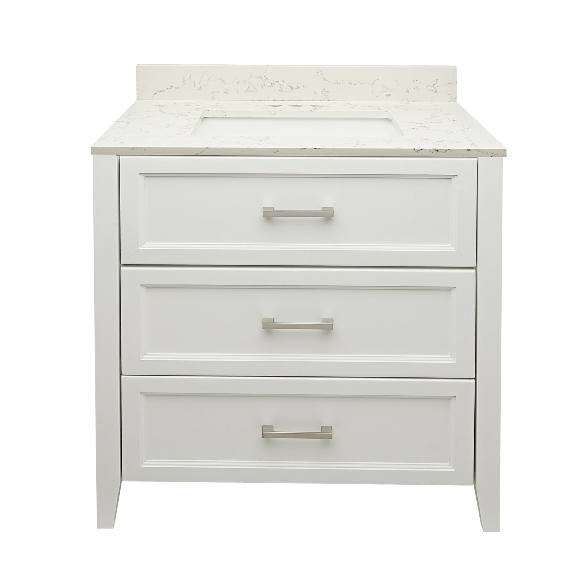 Ella's Bubbles Zermatt 31" White Bathroom Vanity With Lyra White Quart ...