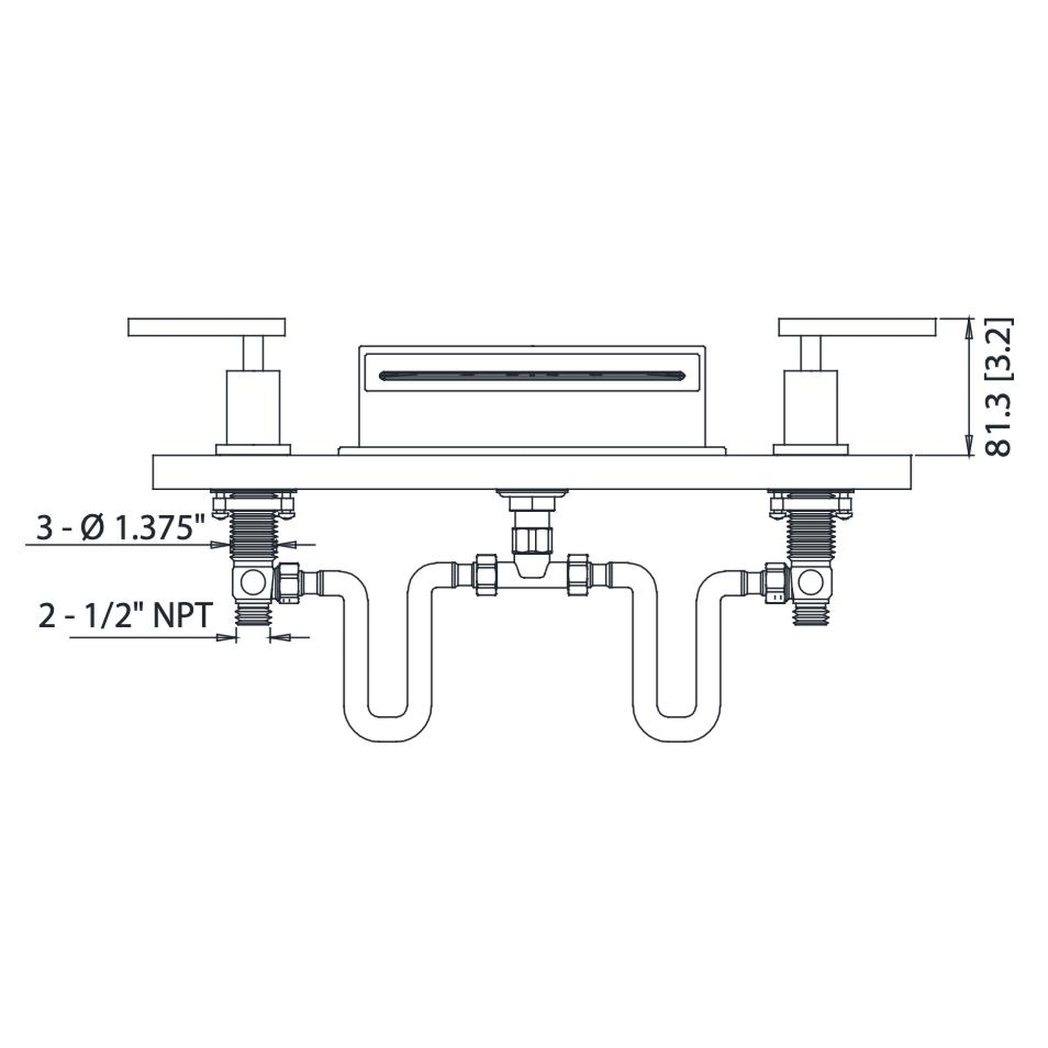 Flusso Faucets Serie 150 13" Three-Hole Chrome Deck-Mounted Cascade ...