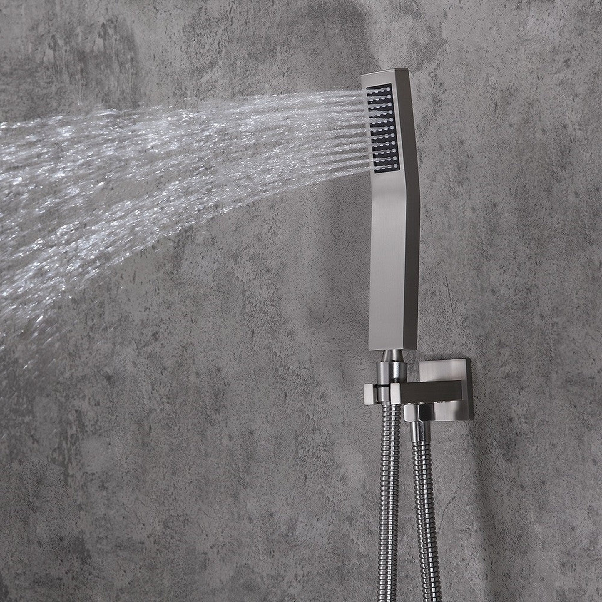 Fontana 20" x 20" Brushed Nickel Ceiling Mounted Thermostatic Valve Sh ...