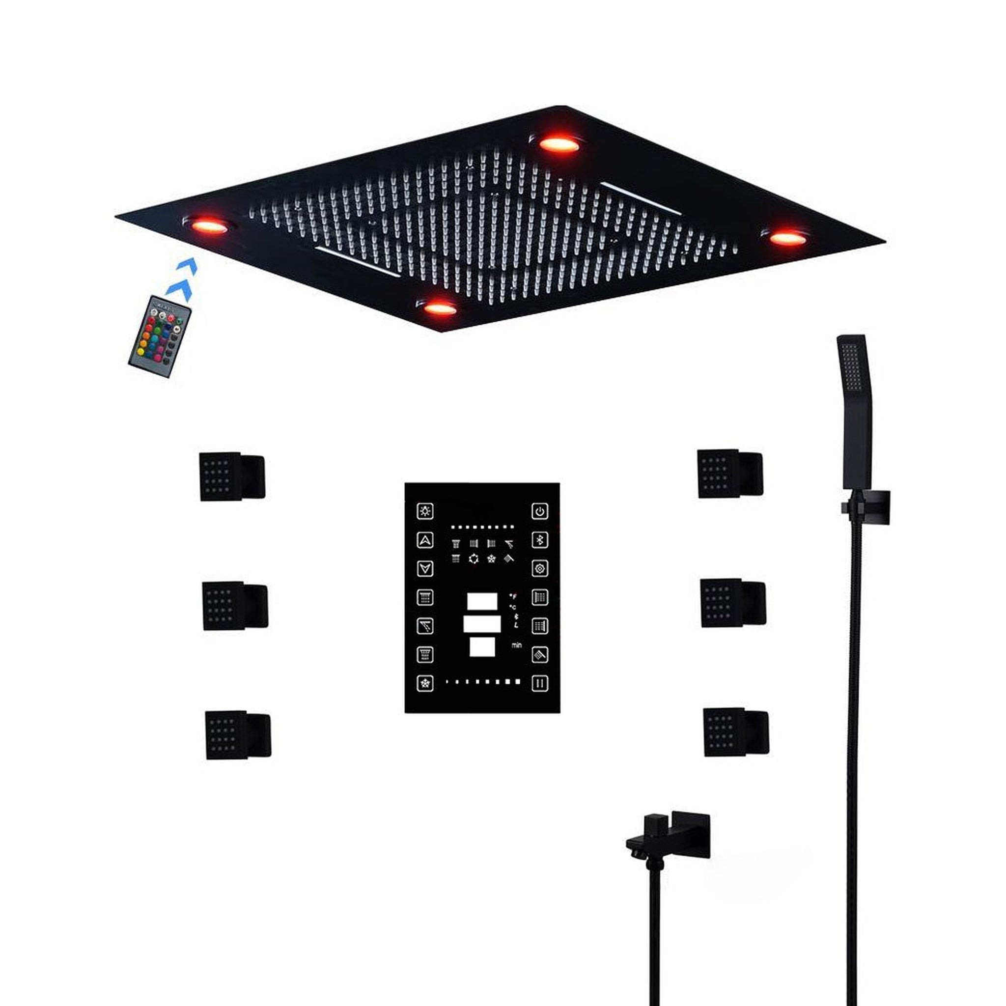 Fontana Geneva Matte Black Ceiling Mounted Multi Function LED Remote C ...