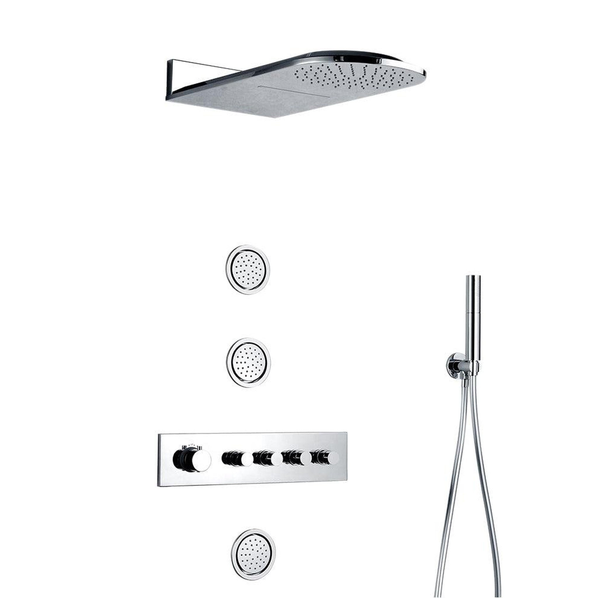 Fontana Luna Chrome Thermostatic Shower System With 3-Body Jet and Han ...
