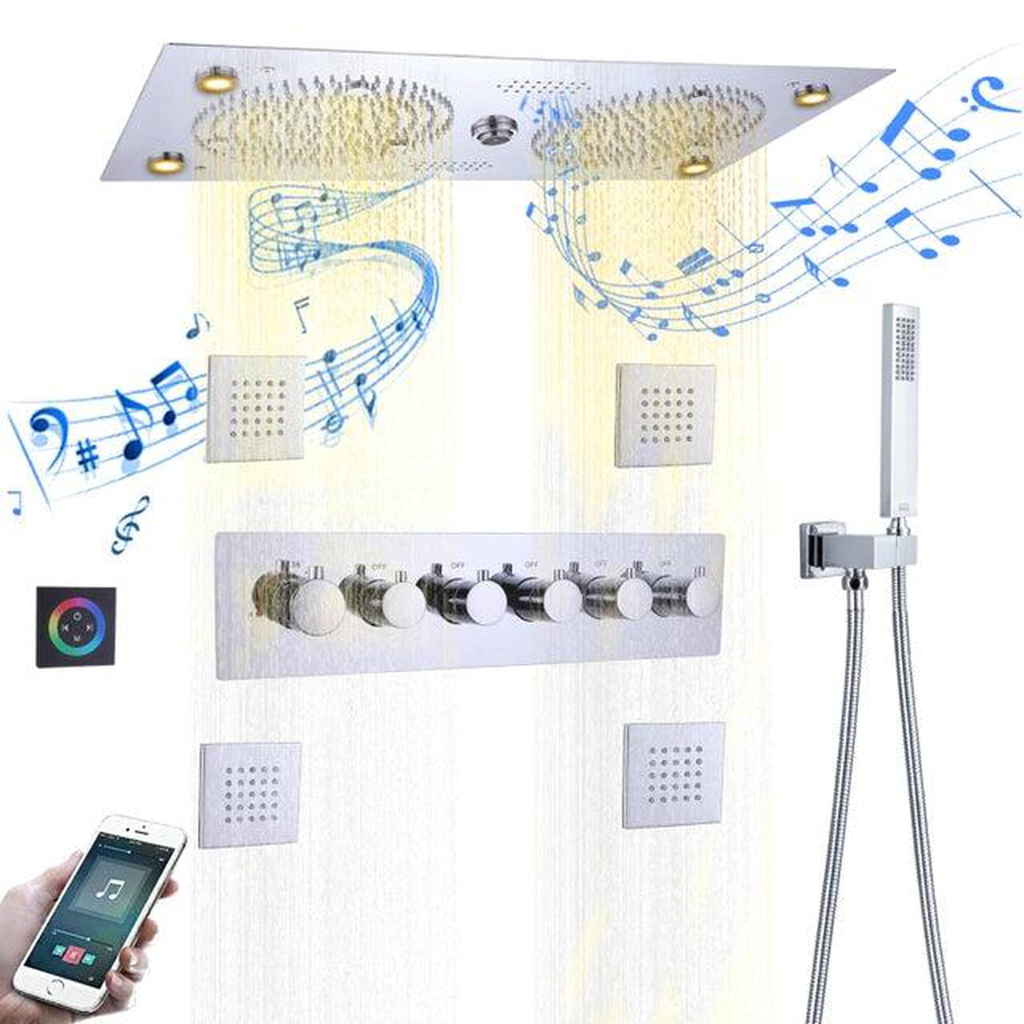 Fontana Magenta Chrome Polished Recessed Ceiling Mounted LED Thermosta ...