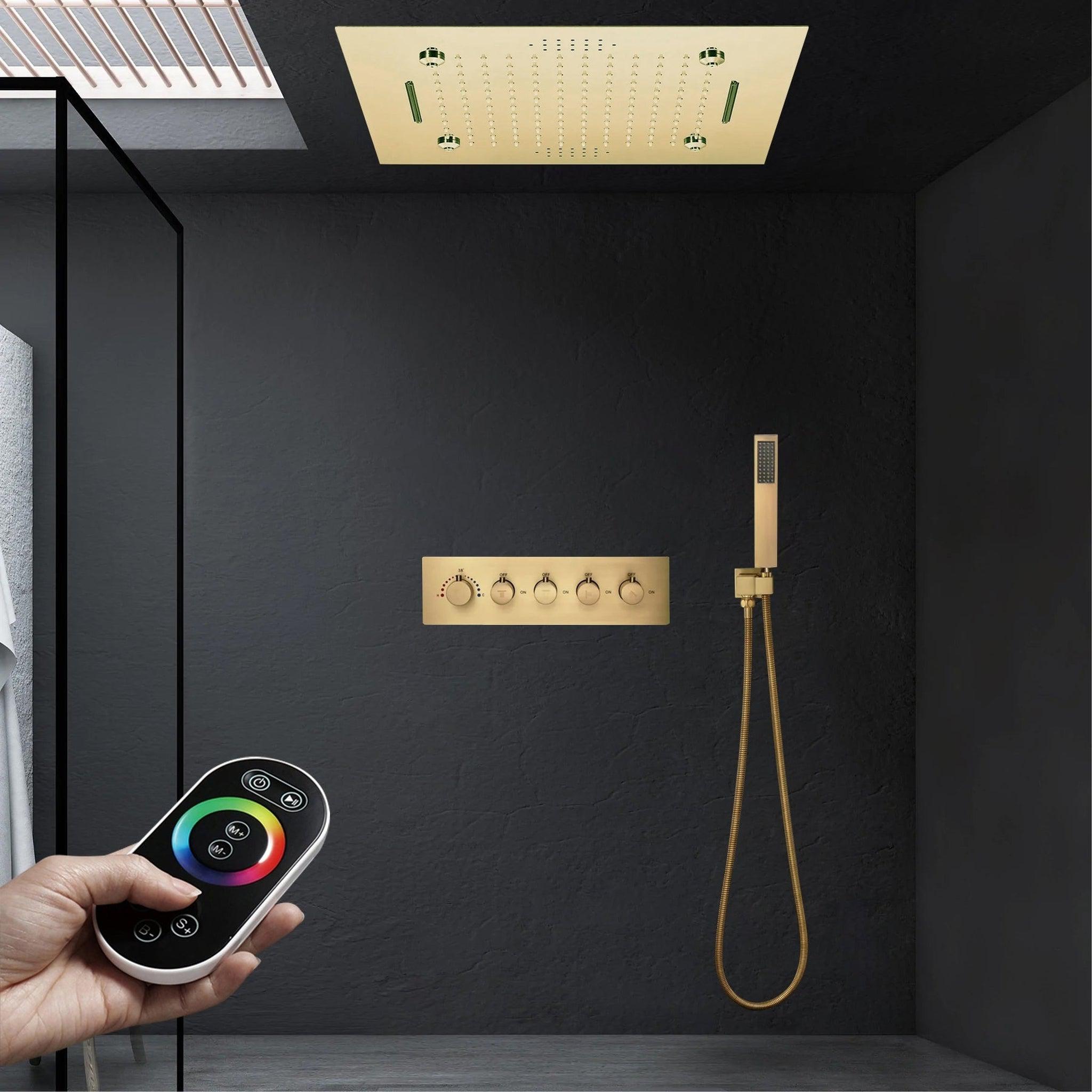 Fontana Novara Brushed Gold Recessed Ceiling Mounted Thermostatic Remo ...