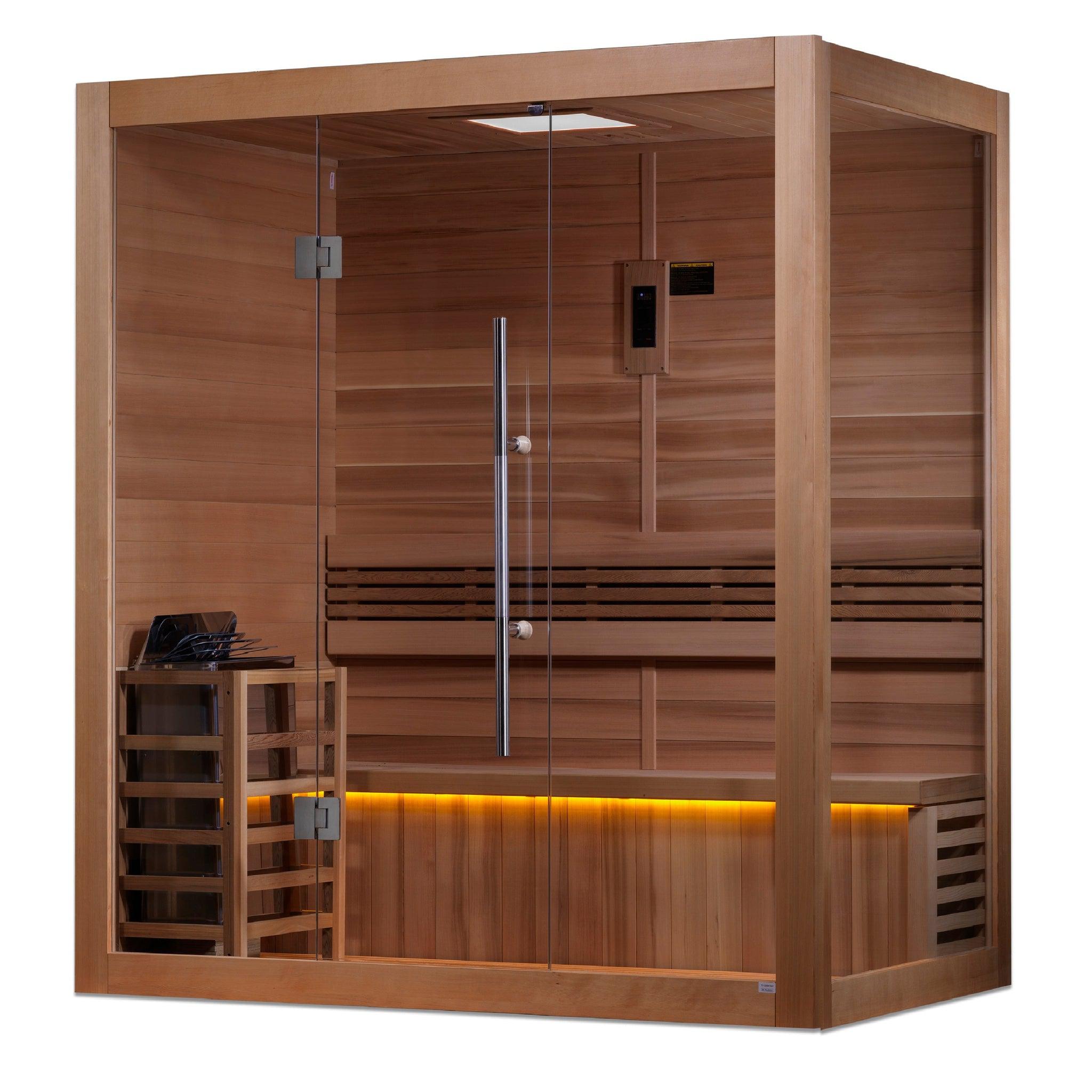 Golden Designs Forssa Edition 3-Person Indoor Traditional Steam Sauna ...