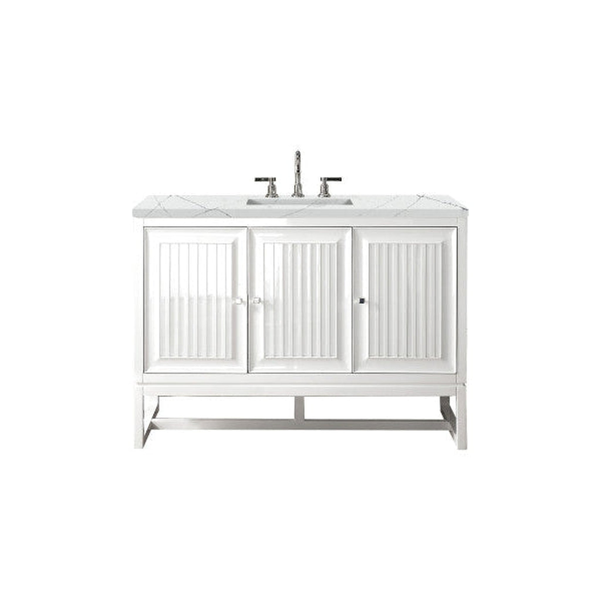 James Martin Athens 48" Single Glossy White Bathroom Vanity With 1" Et ...