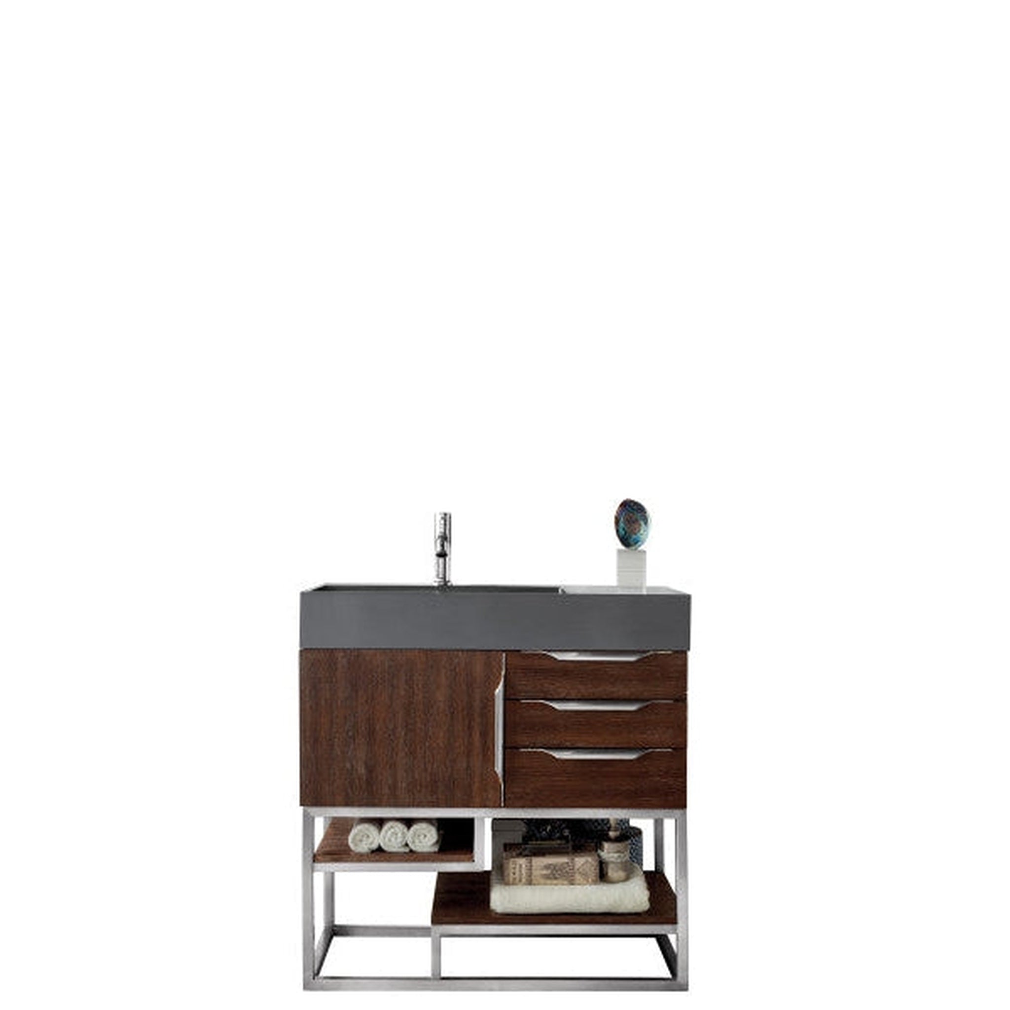James Martin Columbia 36" Single Coffee Oak Bathroom Vanity With 6" Gl ...