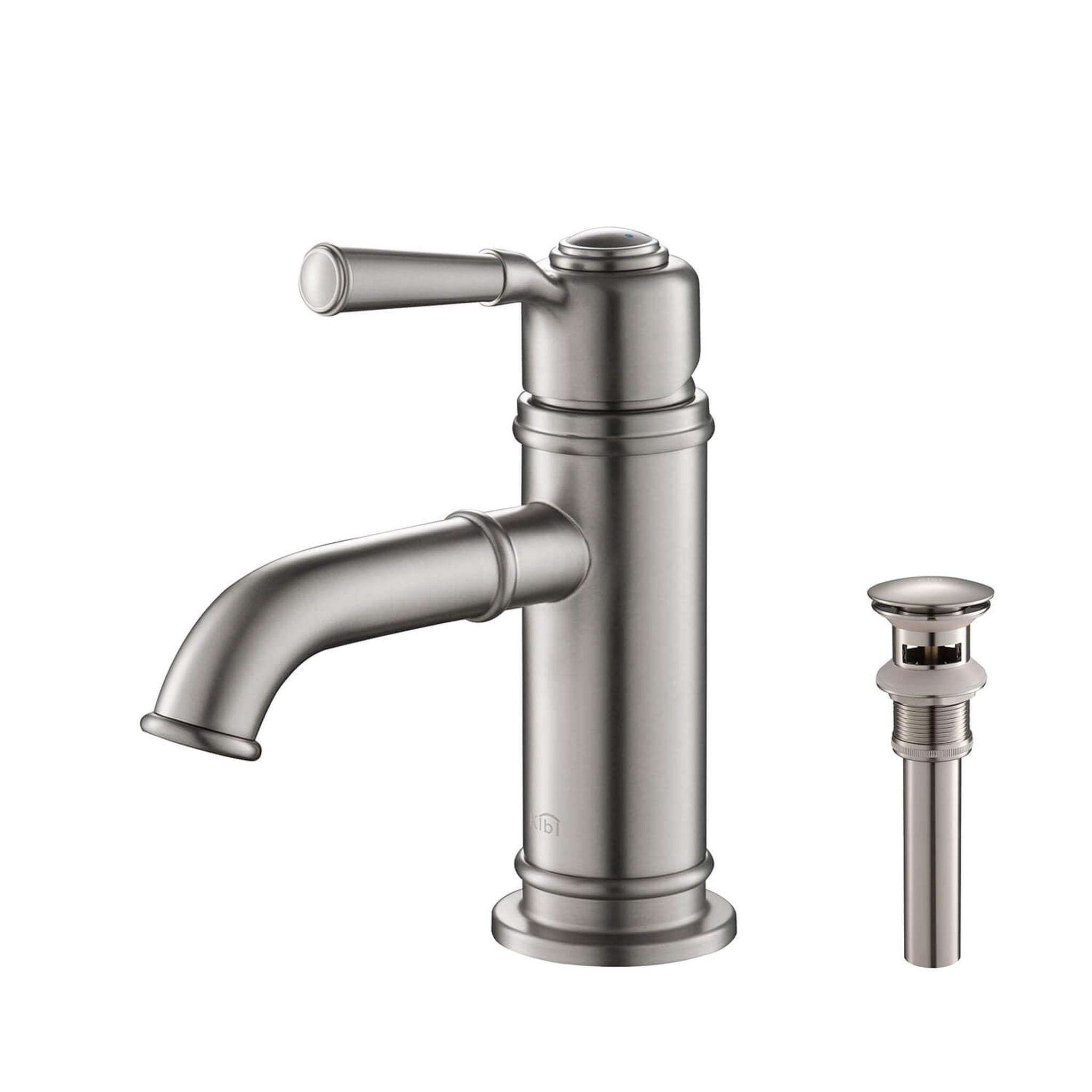 KIBI Victorian Single Handle Brushed Nickel Solid Brass Bathroom Vanit ...