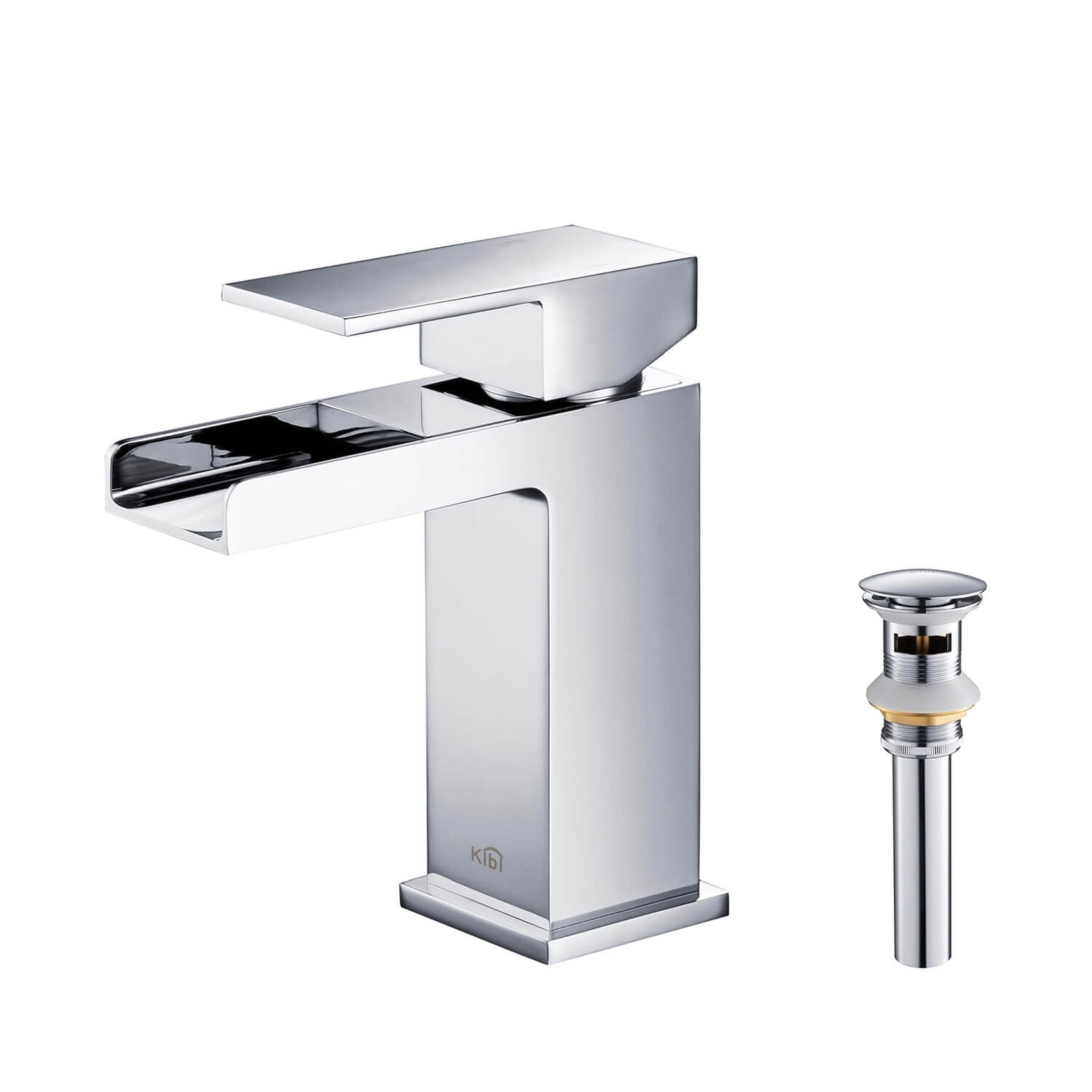KIBI Waterfall Single Handle Chrome Solid Brass Bathroom Vanity Sink F ...