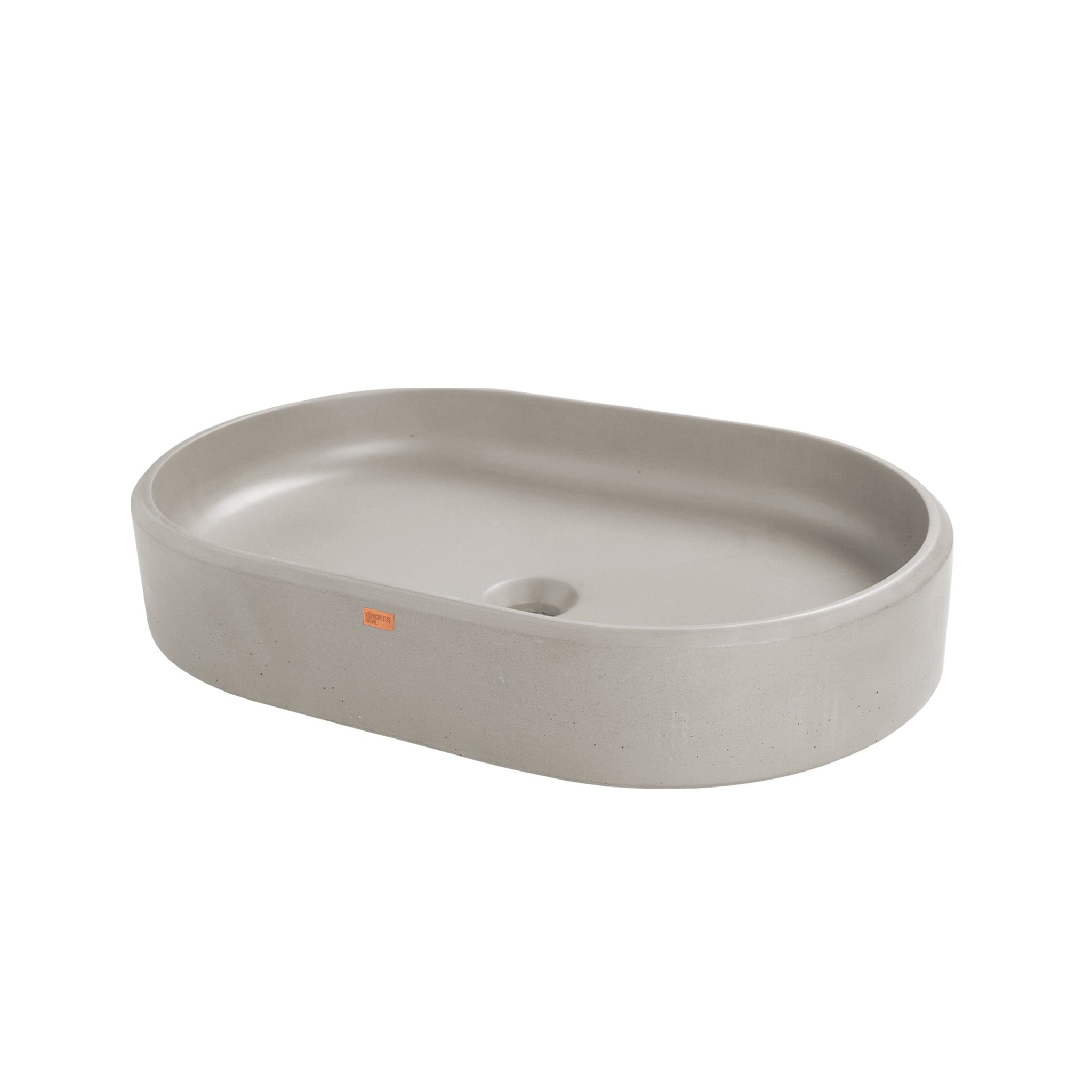 Konkretus Ubud02 22" Rain Gray Top Mount Oval Vessel Concrete Bathroom ...