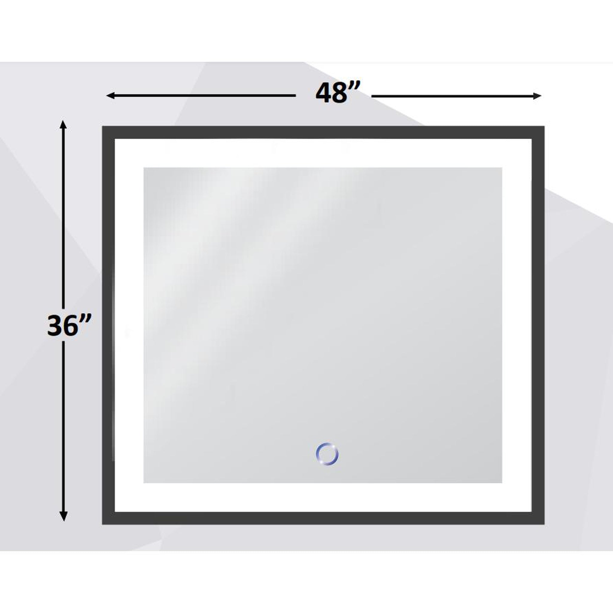 Krugg Reflections Soho 48" x 36" 5000K Rectangular Matte Black Wall-Mo ...