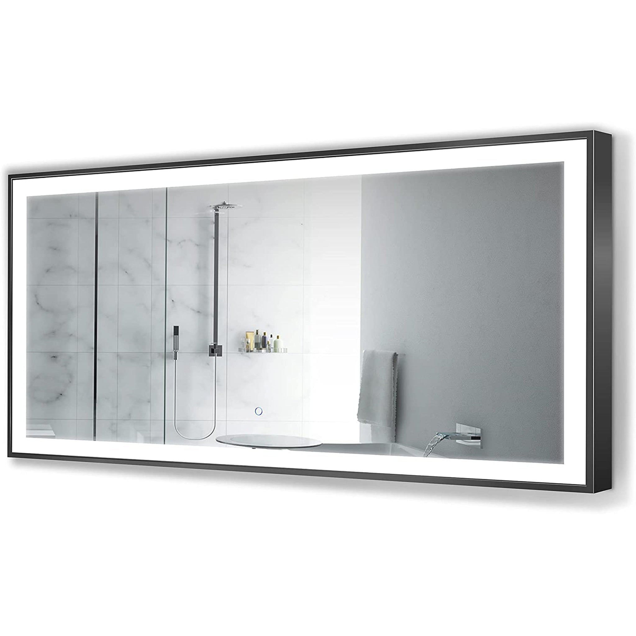 Krugg Reflections Soho 60" x 30" 5000K Rectangular Matte Black Wall-Mo ...