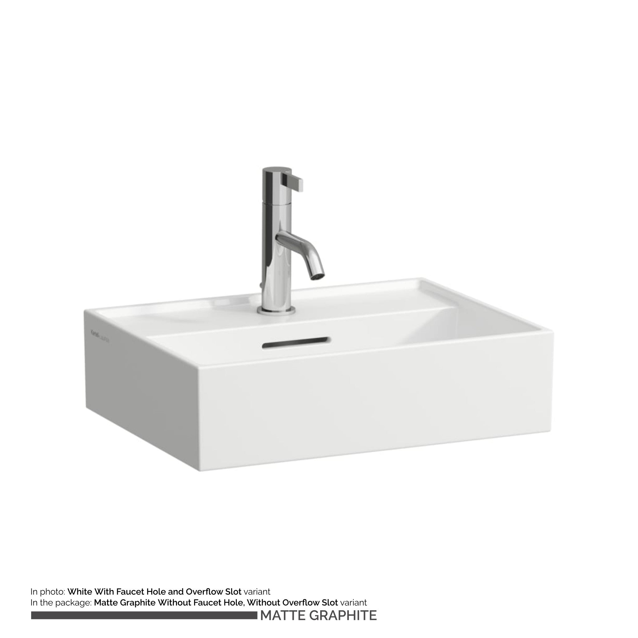 Laufen Kartell 18" x 13" Matte Graphite Countertop Bathroom Sink Witho ...